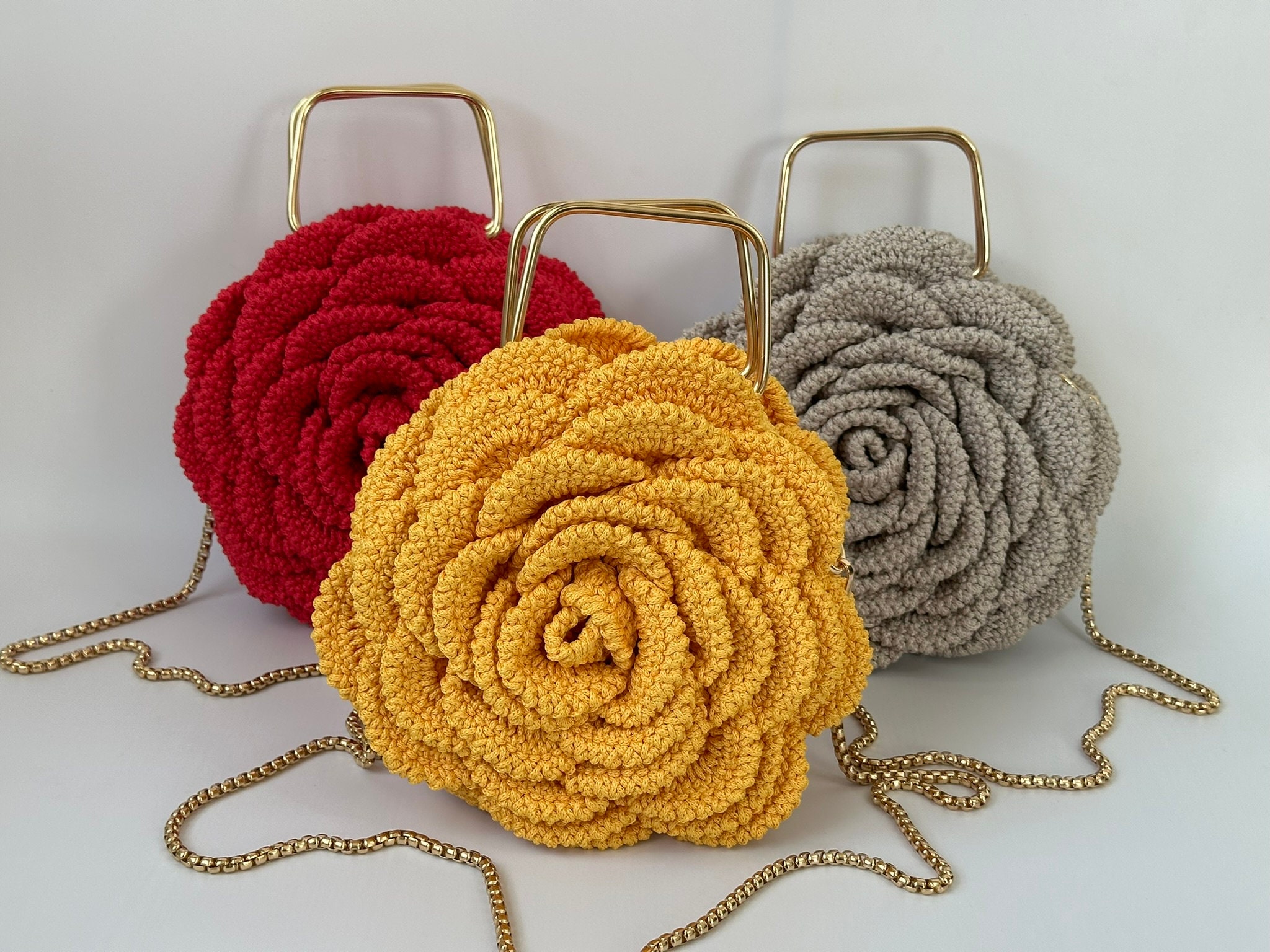 Yellow Rose Bag, Ruffled Chic Bag, Flower Rose Bag, Colourful Woman Bag ...