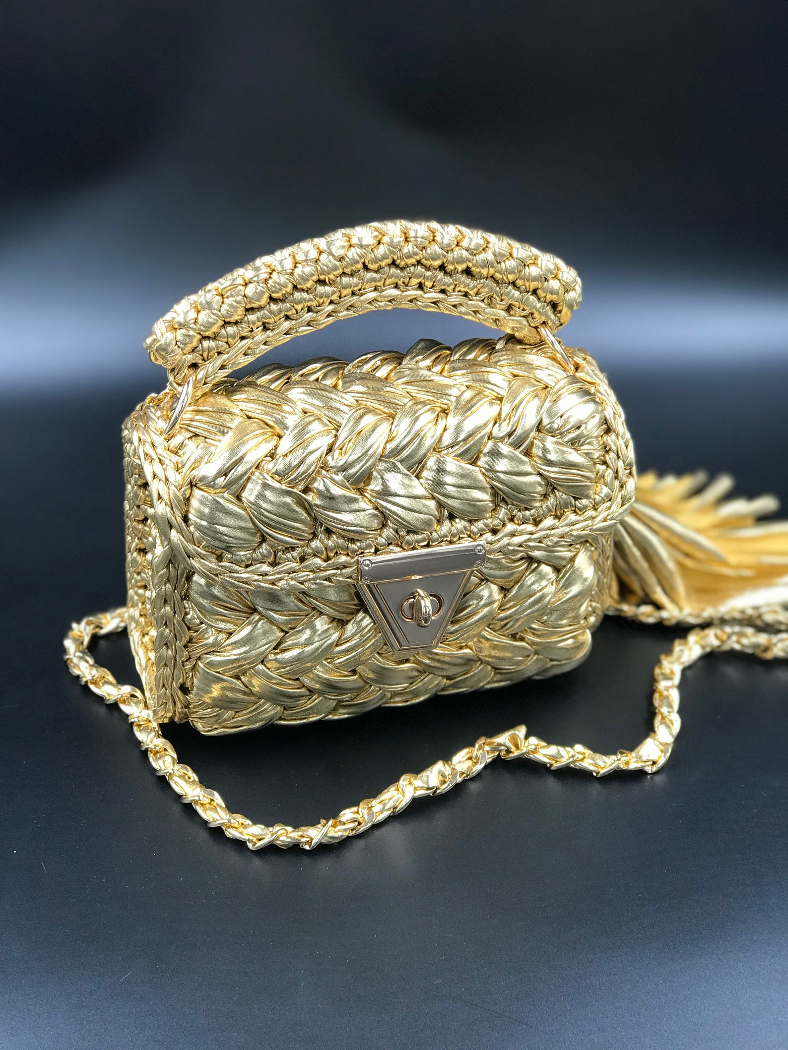 Gold Metallic Bag, Handmade Metallic Bag, Designer Bag, Luxury Bag ...