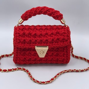 Handmade Red Bag, Hand Woven Bag, Crochet Bag, Knitted Bag, Designer ...