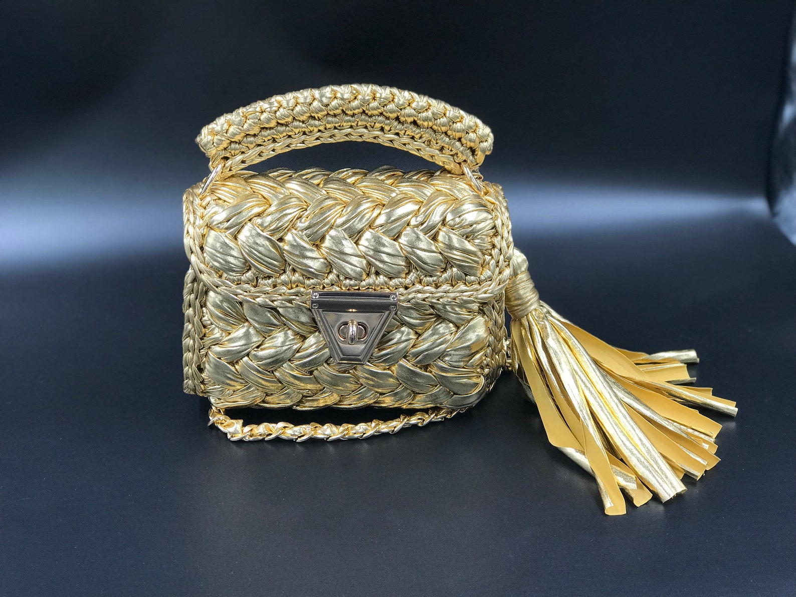 Gold Metallic Bag, Handmade Metallic Bag, Designer Bag, Luxury Bag ...