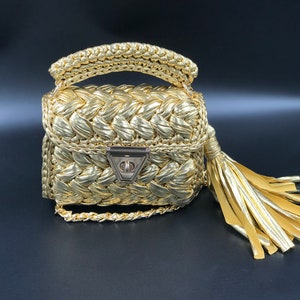 Gold Metallic Bag, Handmade Metallic Bag, Designer Bag, Luxury Bag ...