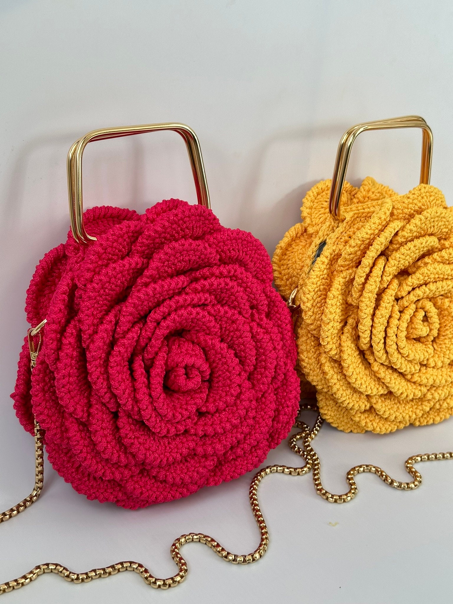 Yellow Rose Bag, Ruffled Chic Bag, Flower Rose Bag, Colourful Woman Bag ...
