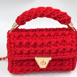 Handmade Red Bag, Hand Woven Bag, Crochet Bag, Knitted Bag, Designer ...
