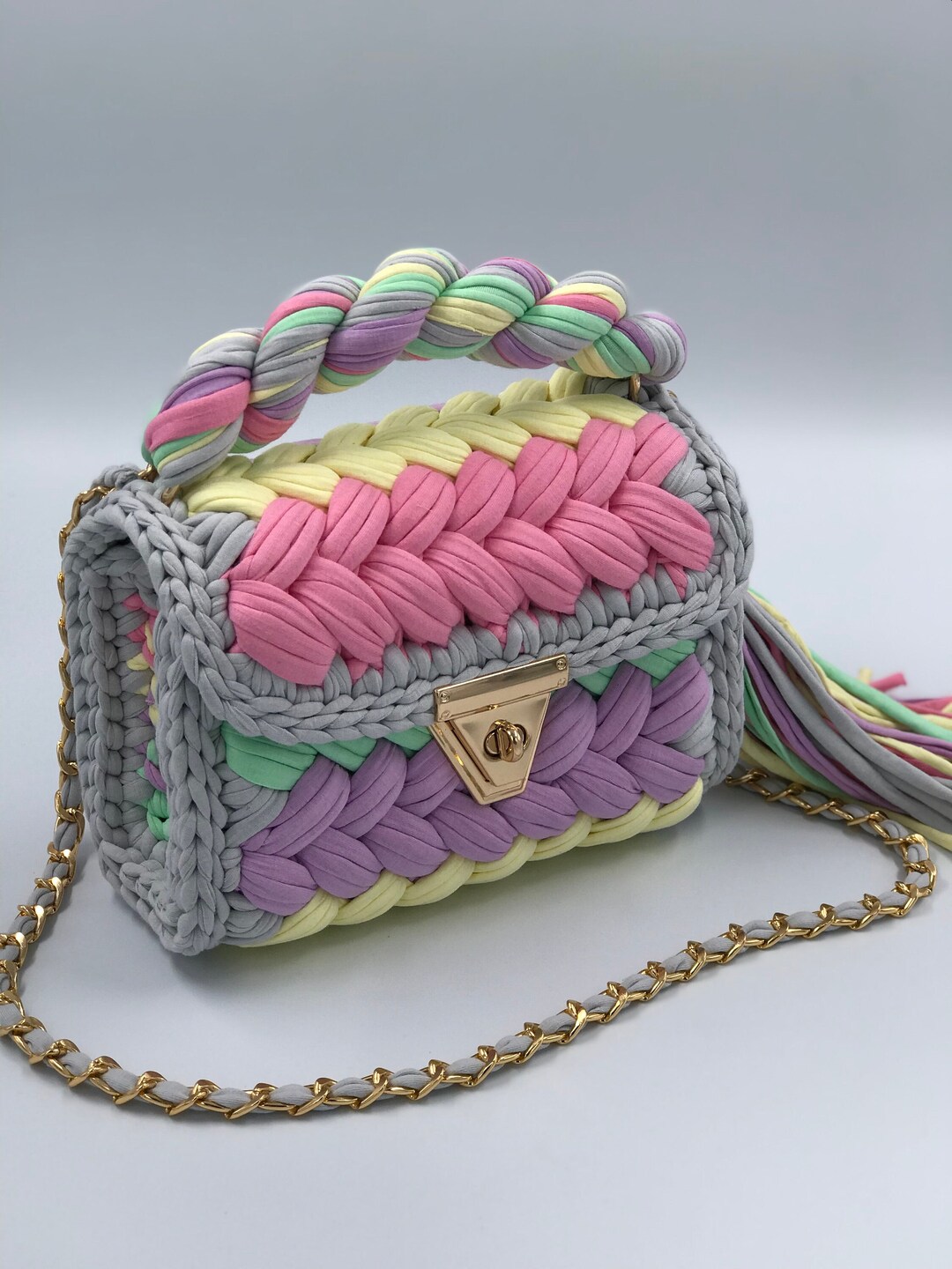 Special Bag/multi Color Bag/hand Woven Bag/crochet Bag/knitted Bag ...