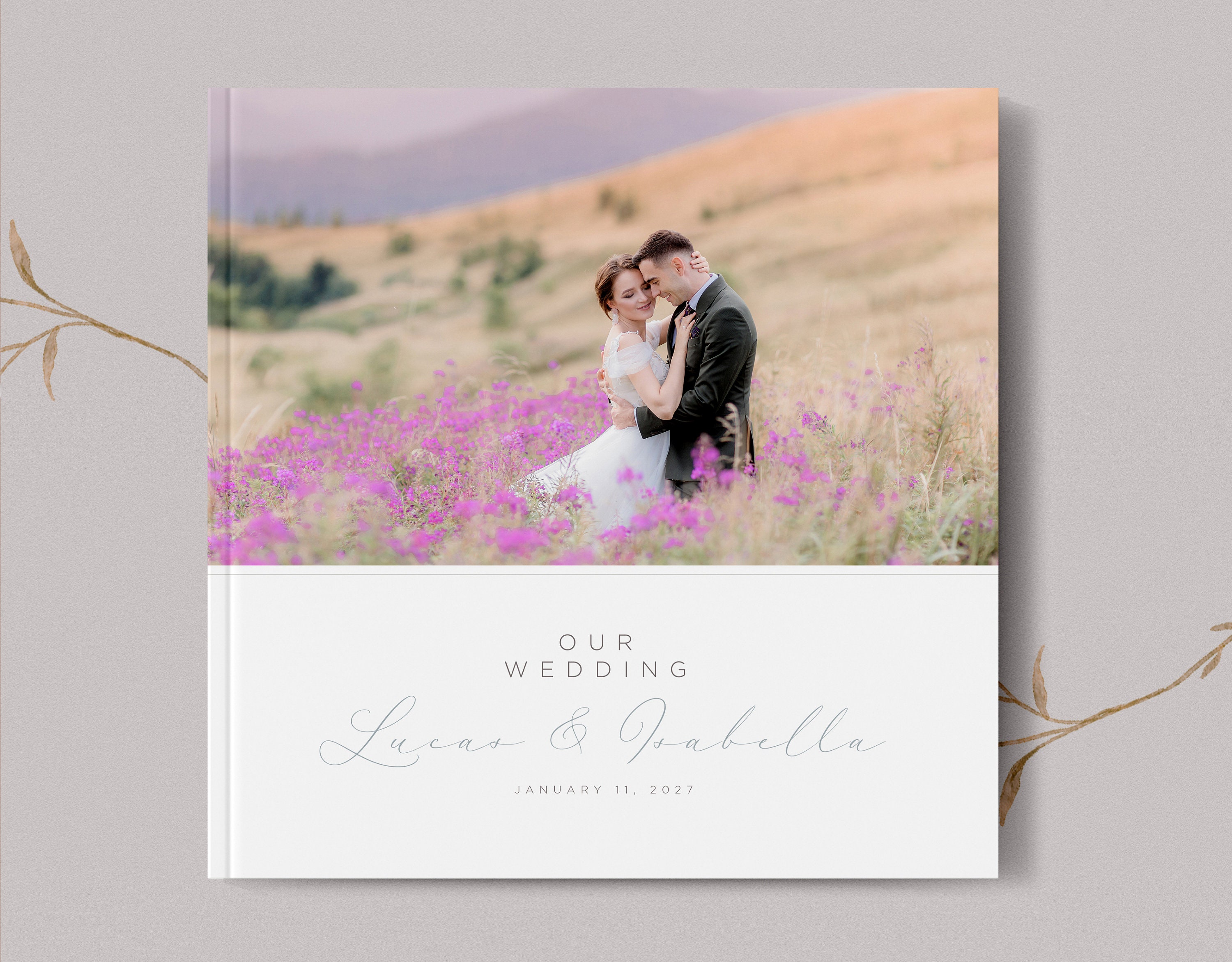 Photobook Cover Template for Square Wedding Album, Instant Download ...