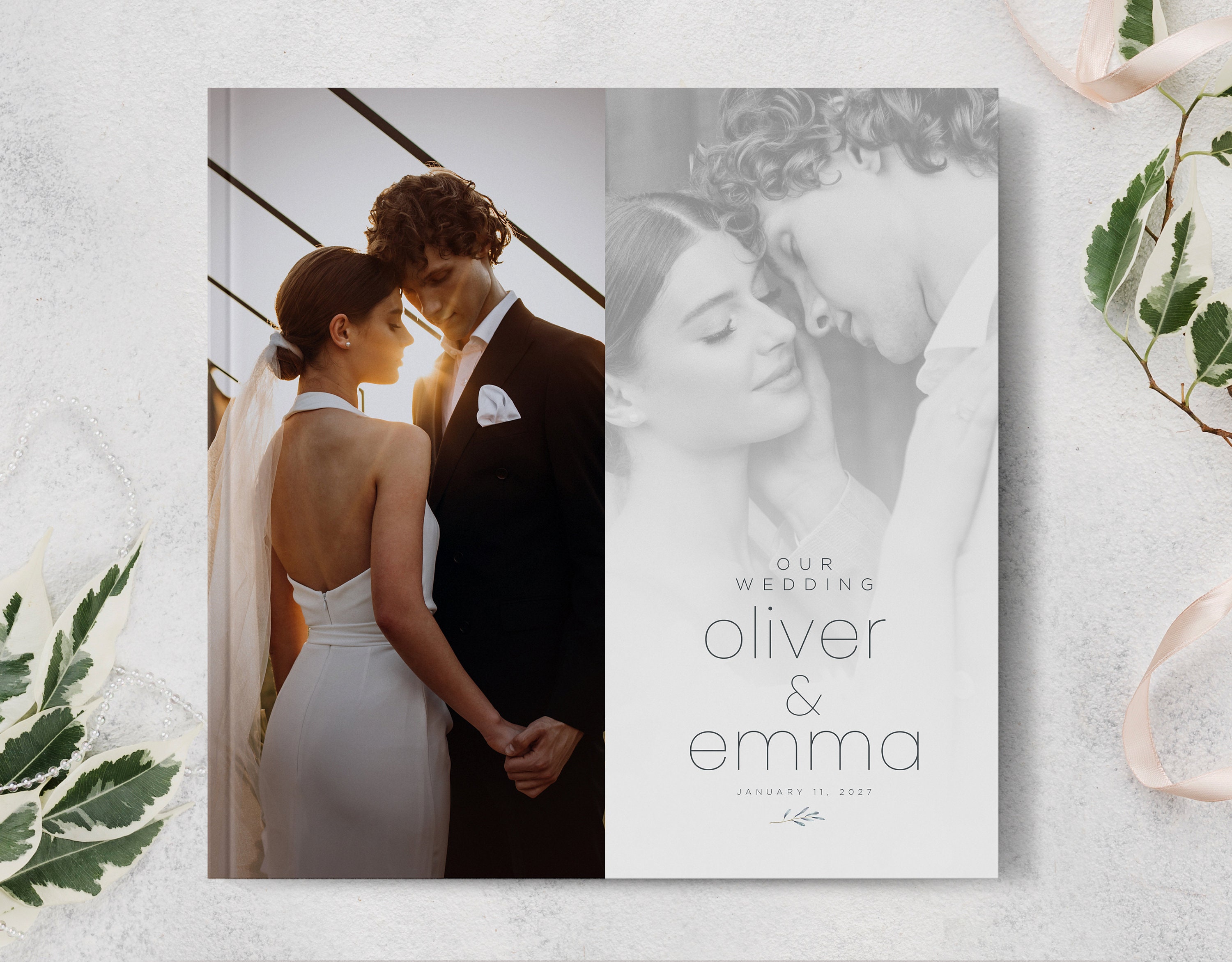 Photobook Cover Template for Square Wedding Album, Instant Download ...