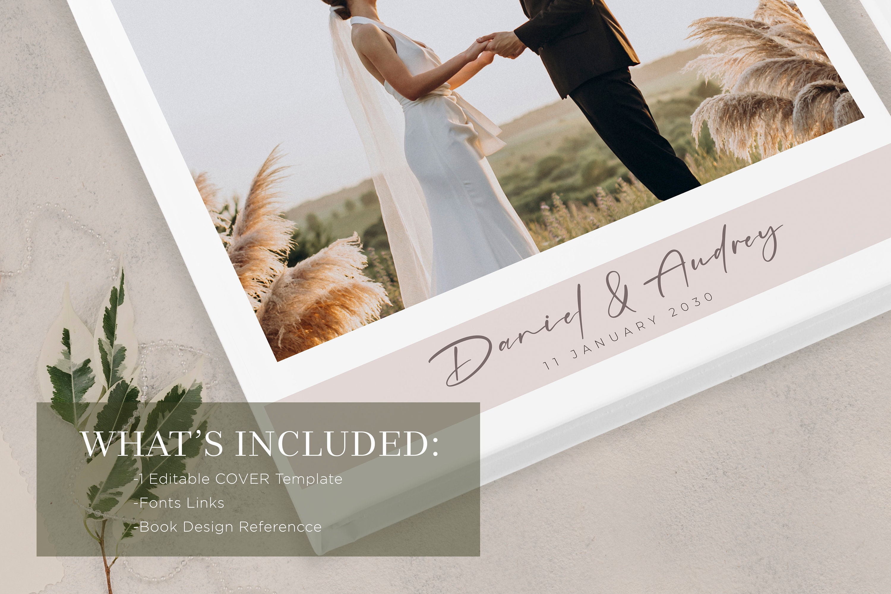 Photobook Cover Template for Square Wedding Album, Instant Download ...