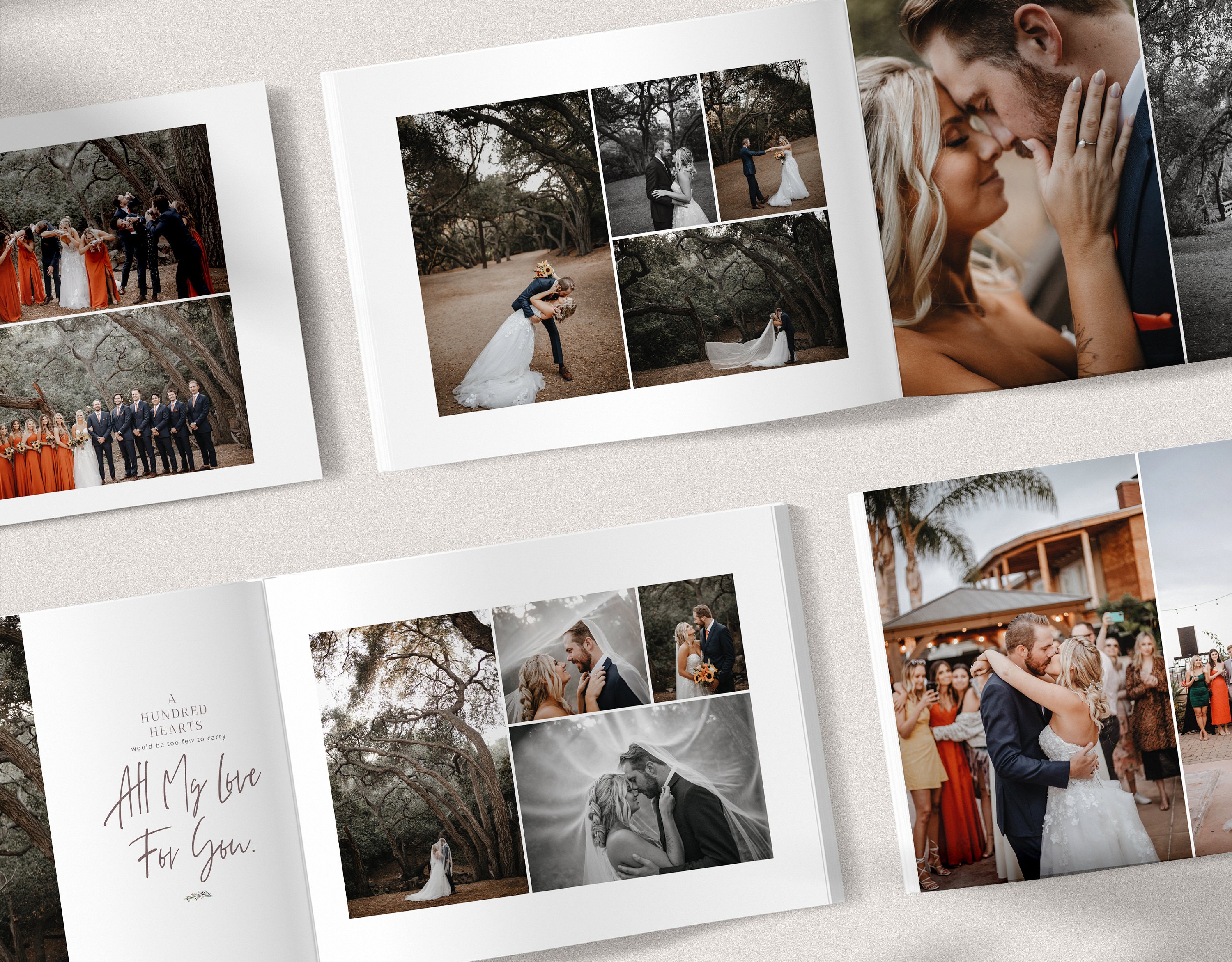 Minimalist 11x14 LANDSCAPE Wedding Album Template, 50-page + Cover PSD ...