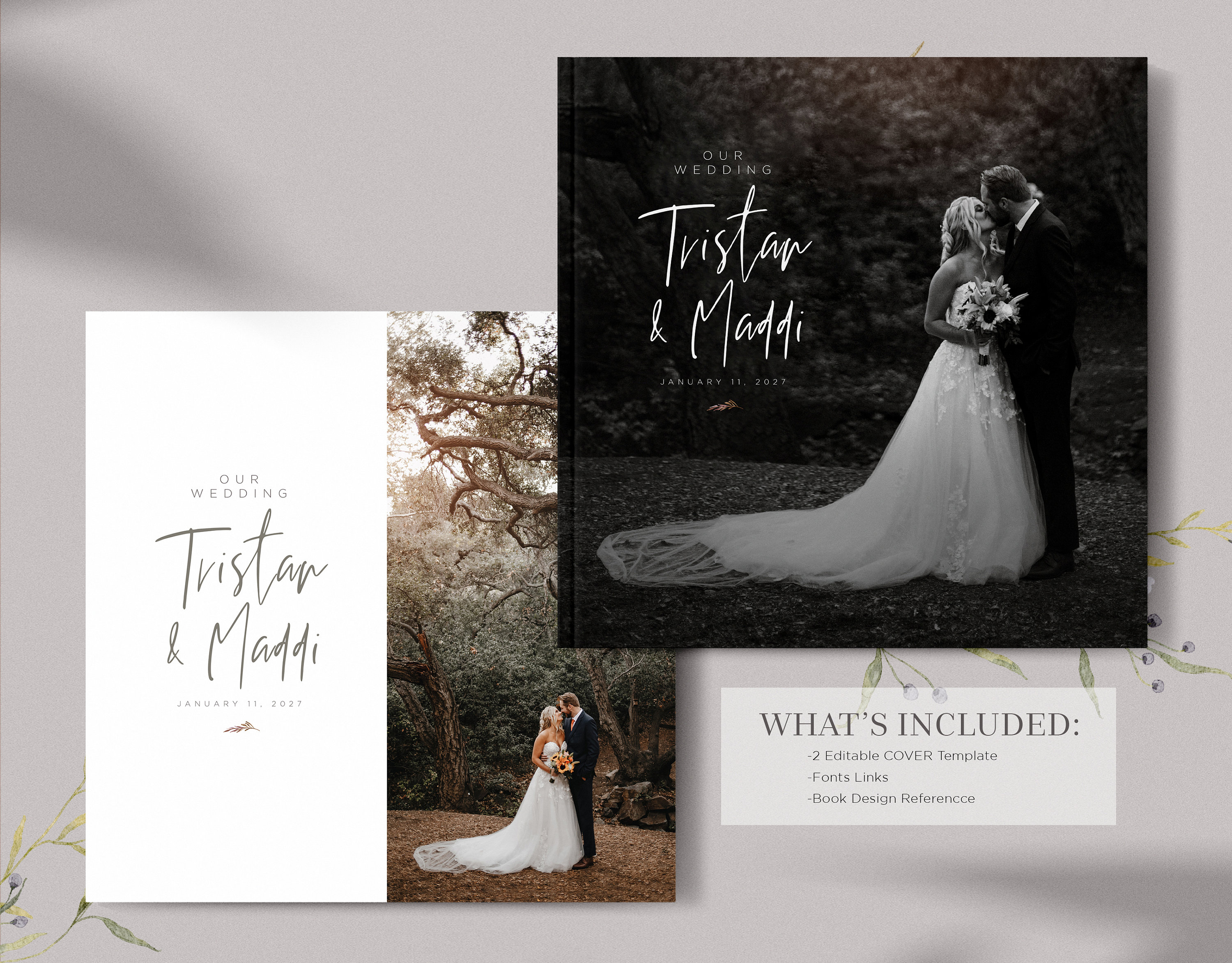 Photobook Cover Template for Square Wedding Album, Instant Download ...