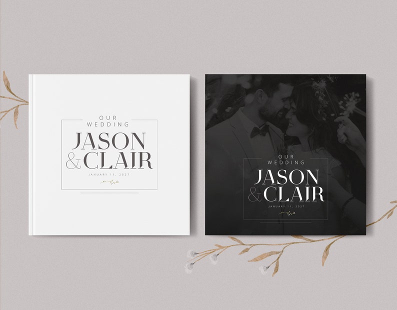 Photobook Cover Template for Square Wedding Album, Instant Download ...