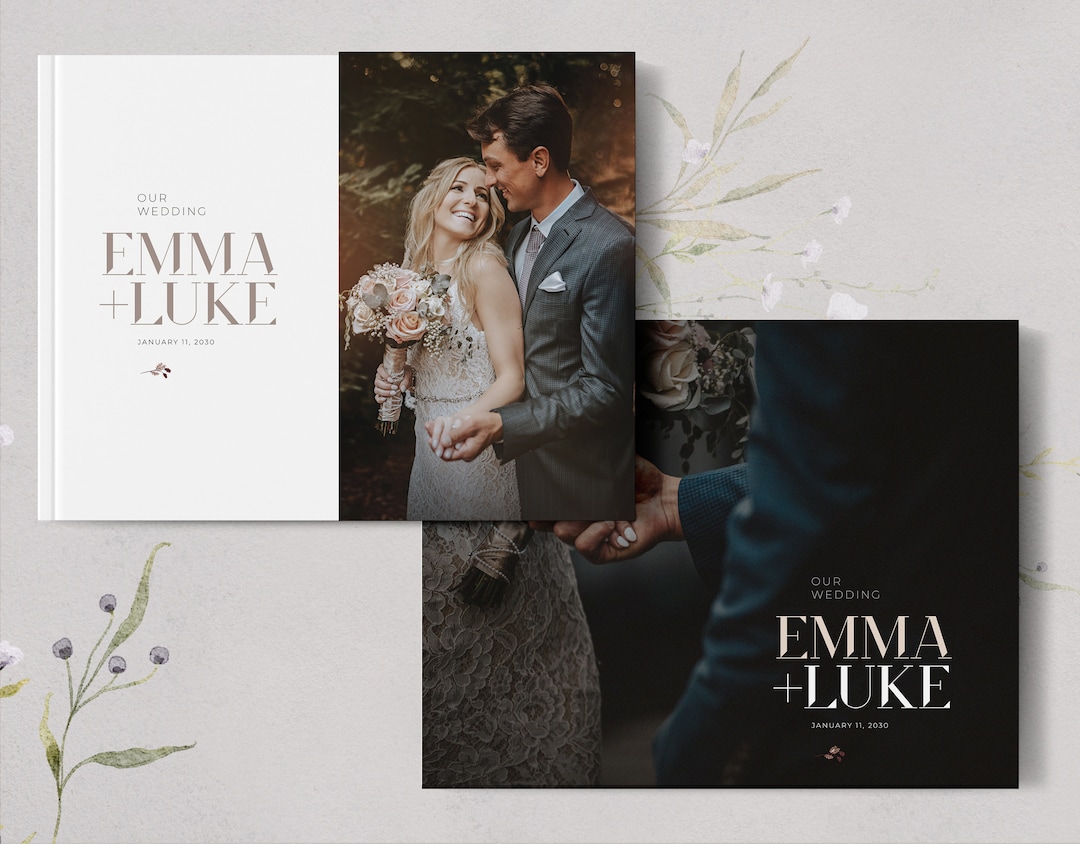 Minimalist 8x10 Landscape Wedding Album Template, 30-page + Cover PSD ...