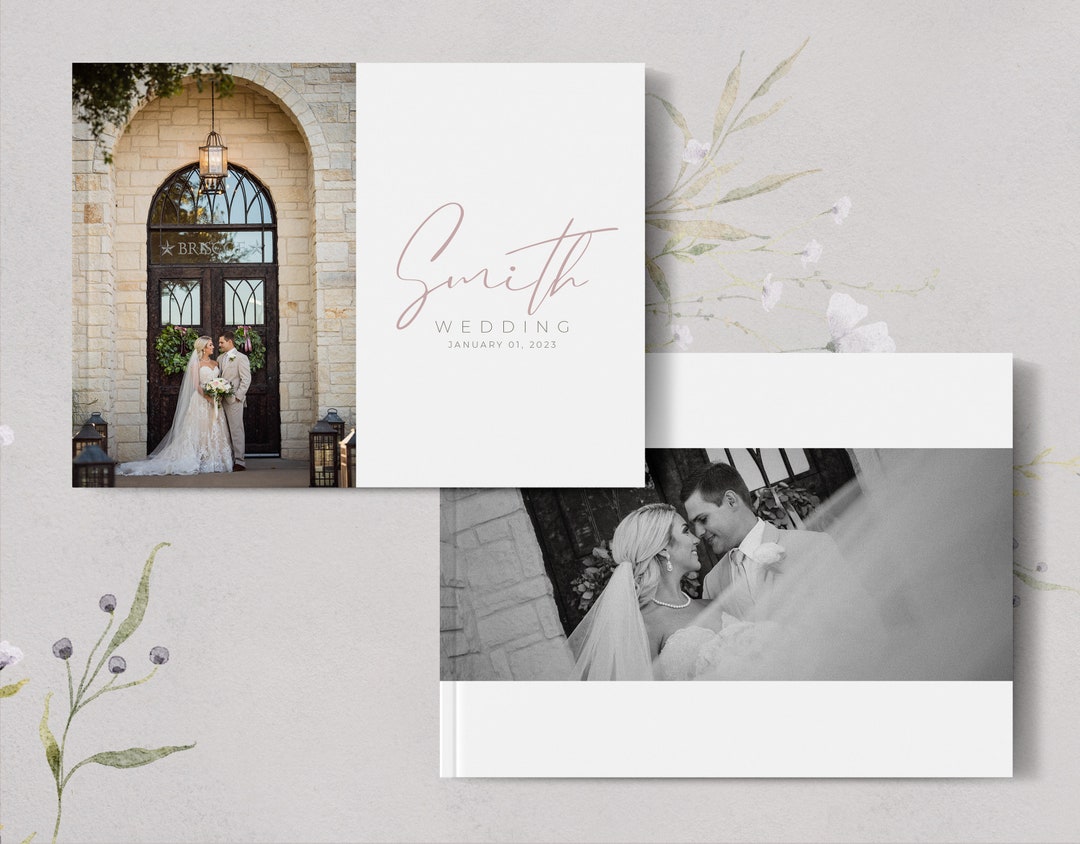 Minimalist 8x11 LANDSCAPE Wedding Album Template, 60-page + Cover PSD ...