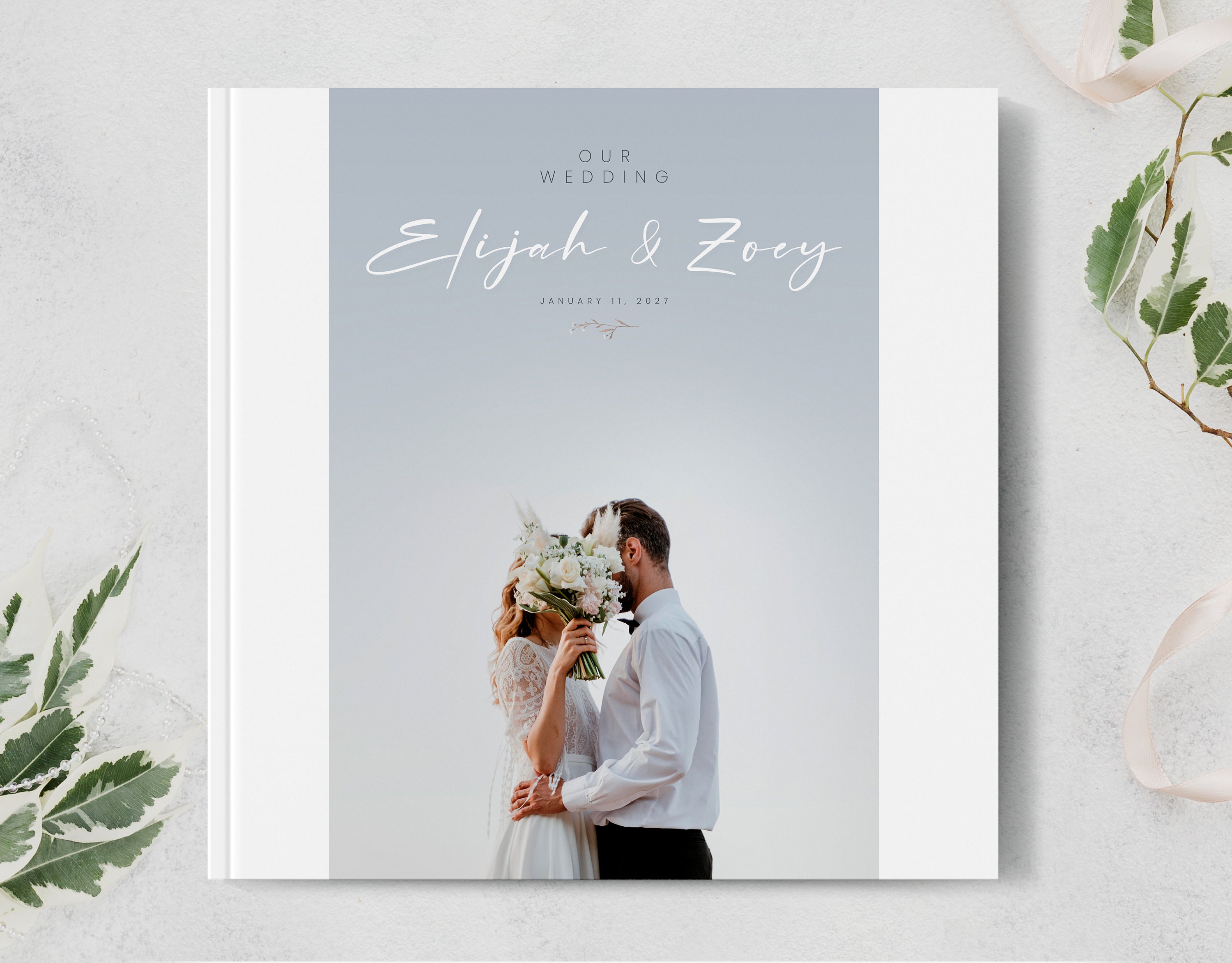 Photobook Cover Template for Square Wedding Album, Instant Download ...