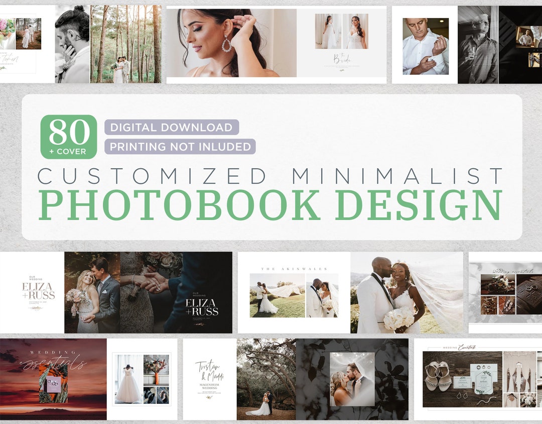 Customized Minimalist Wedding or Birthday Photobook Design, 80-page ...
