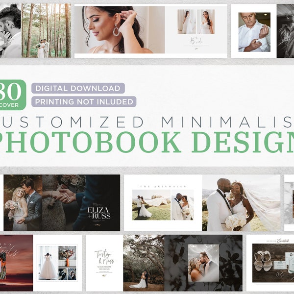 Photobook Cover Template for Square Wedding Album, Instant Download ...