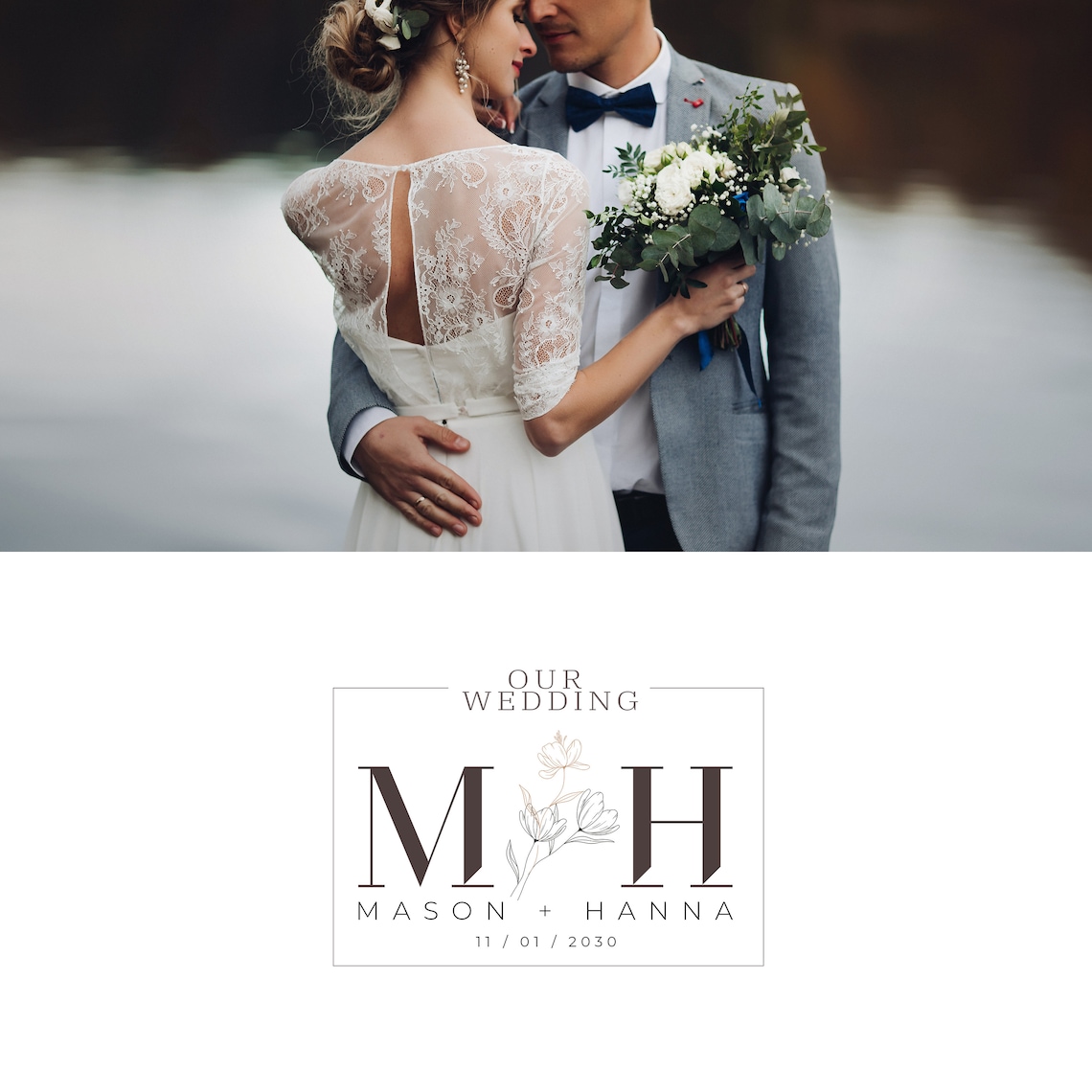 Photobook Cover Template for Square Wedding Album, Instant Download ...