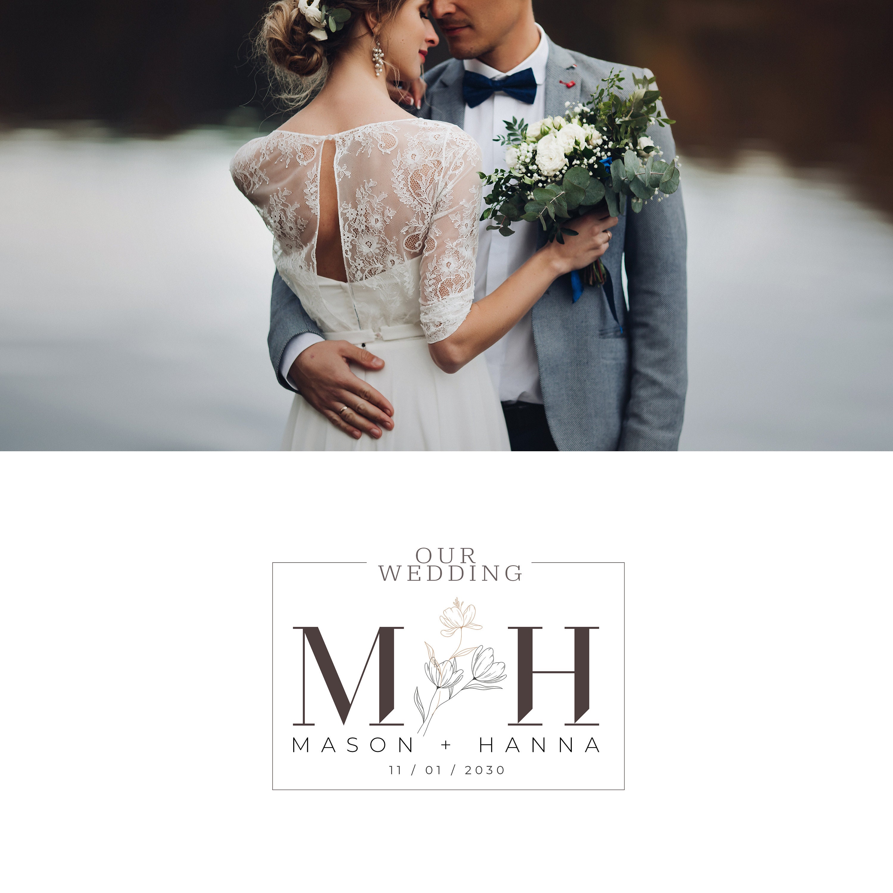 Photobook Cover Template for Square Wedding Album, Instant Download ...