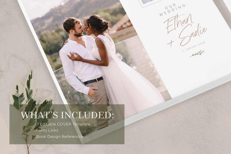 Photobook Cover Template for Square Wedding Album, Instant Download ...