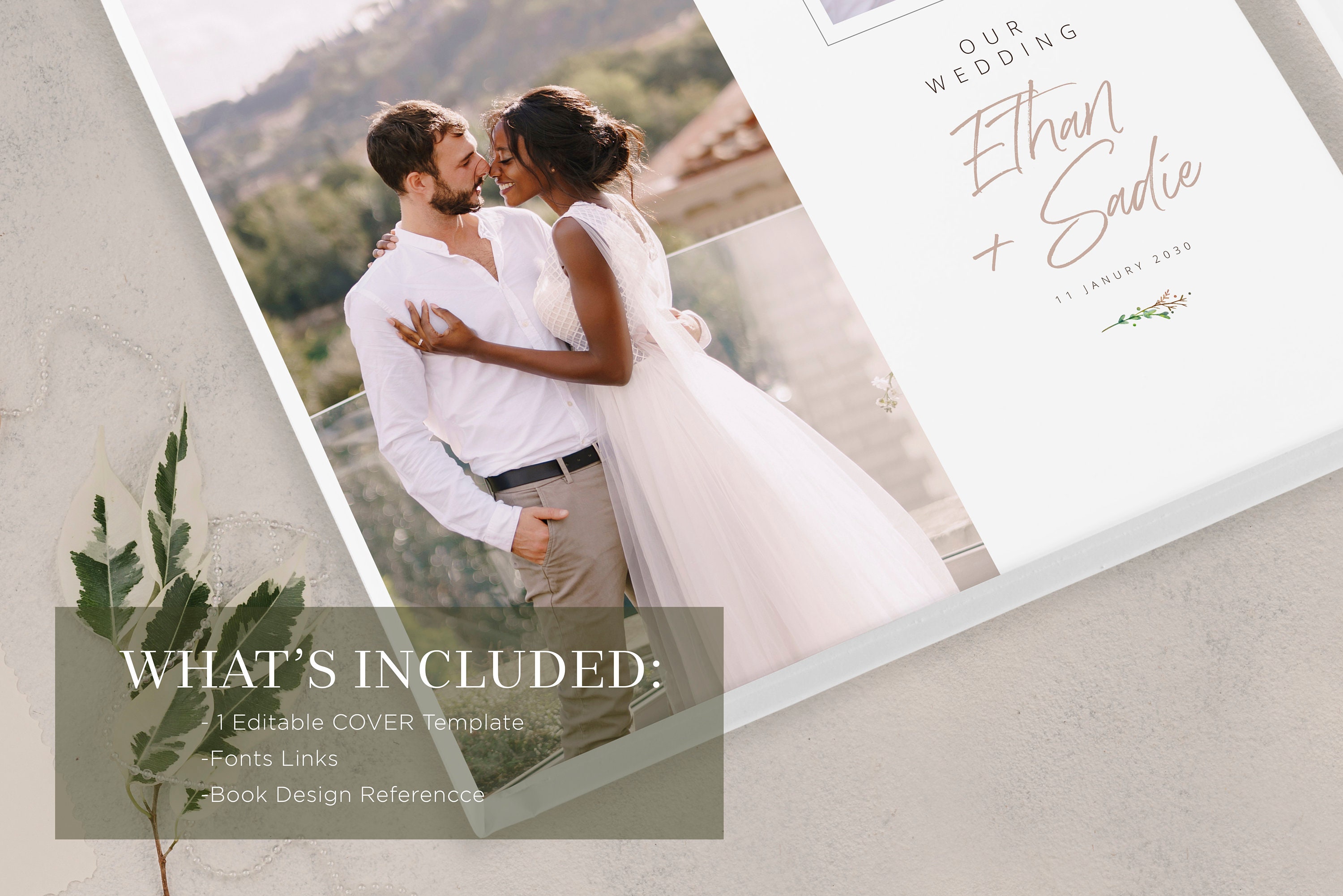 Photobook Cover Template for Square Wedding Album, Instant Download ...