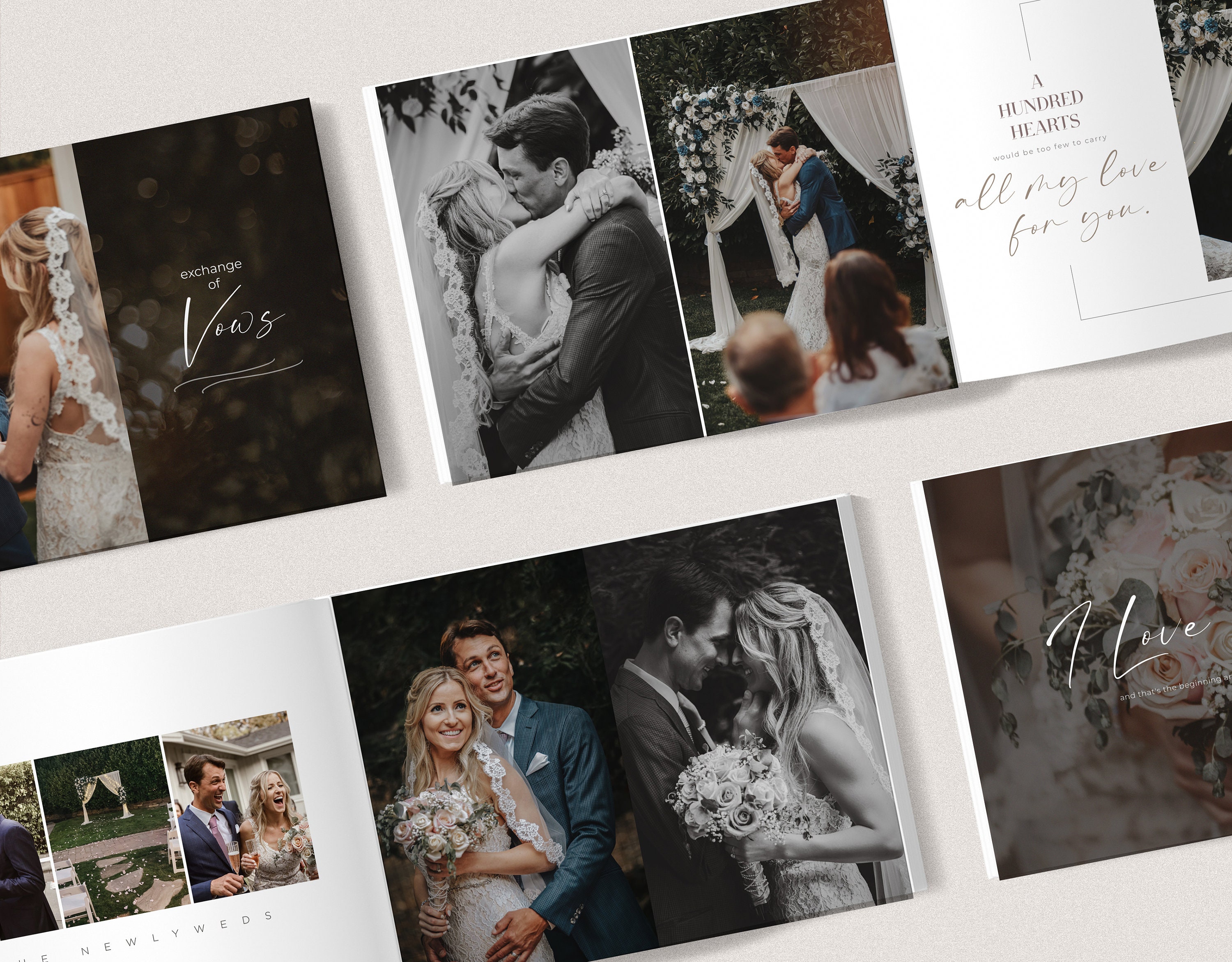 Minimalist 8x10 Landscape Wedding Album Template, 30-page Cover PSD ...