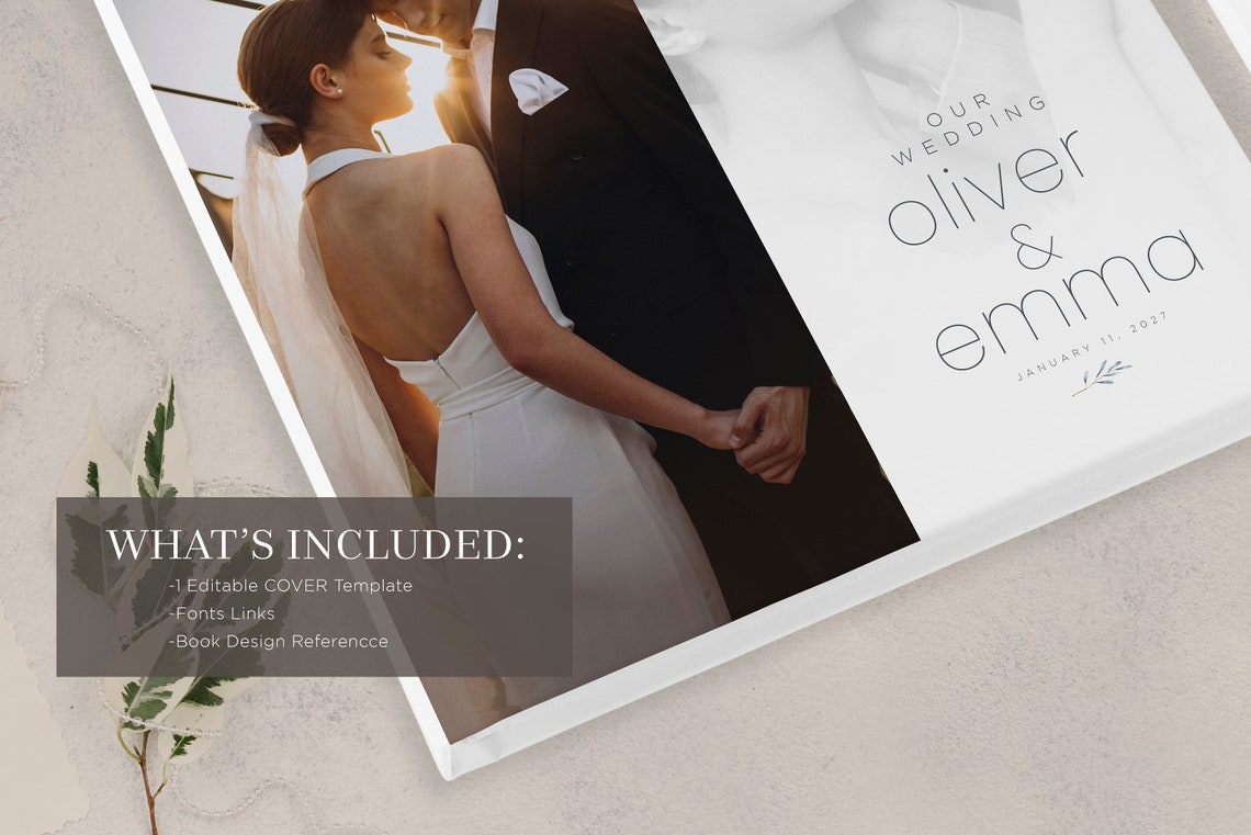 Photobook Cover Template for Square Wedding Album, Instant Download ...