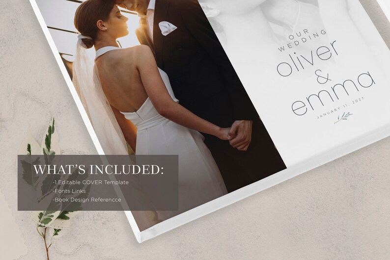 Photobook Cover Template for Square Wedding Album, Instant Download ...