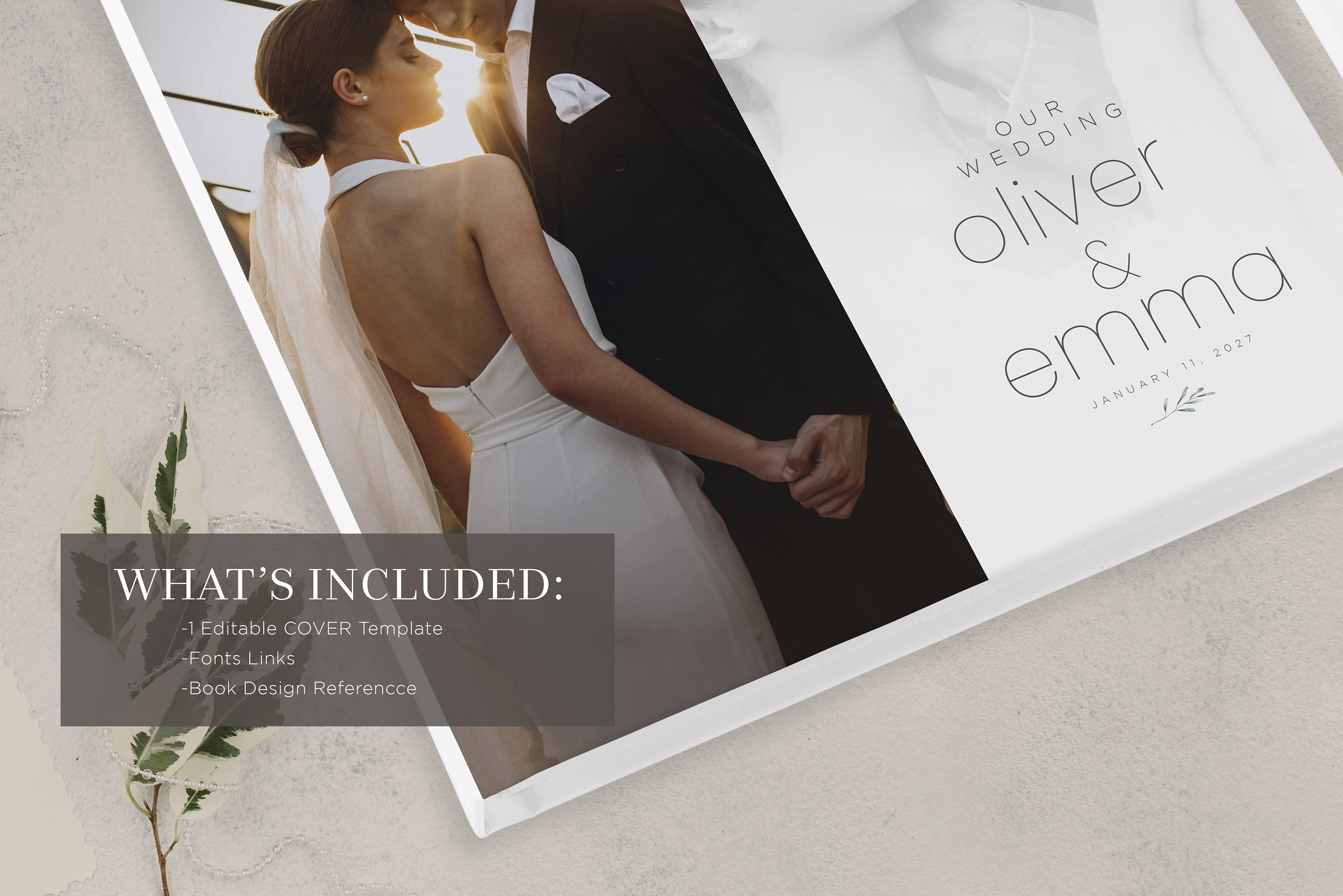 Photobook Cover Template for Square Wedding Album, Instant Download ...