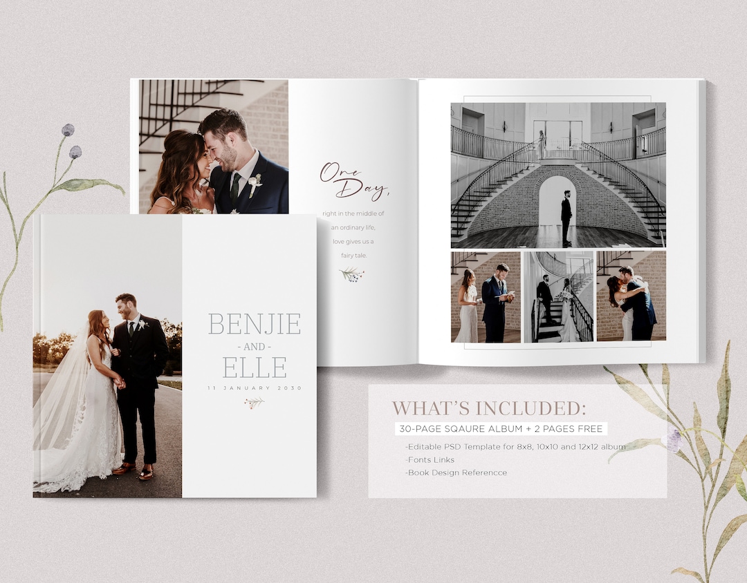 Clean Modern 12x12, 10x10, 8x8, SQUARE Wedding Album Template, 30-page ...