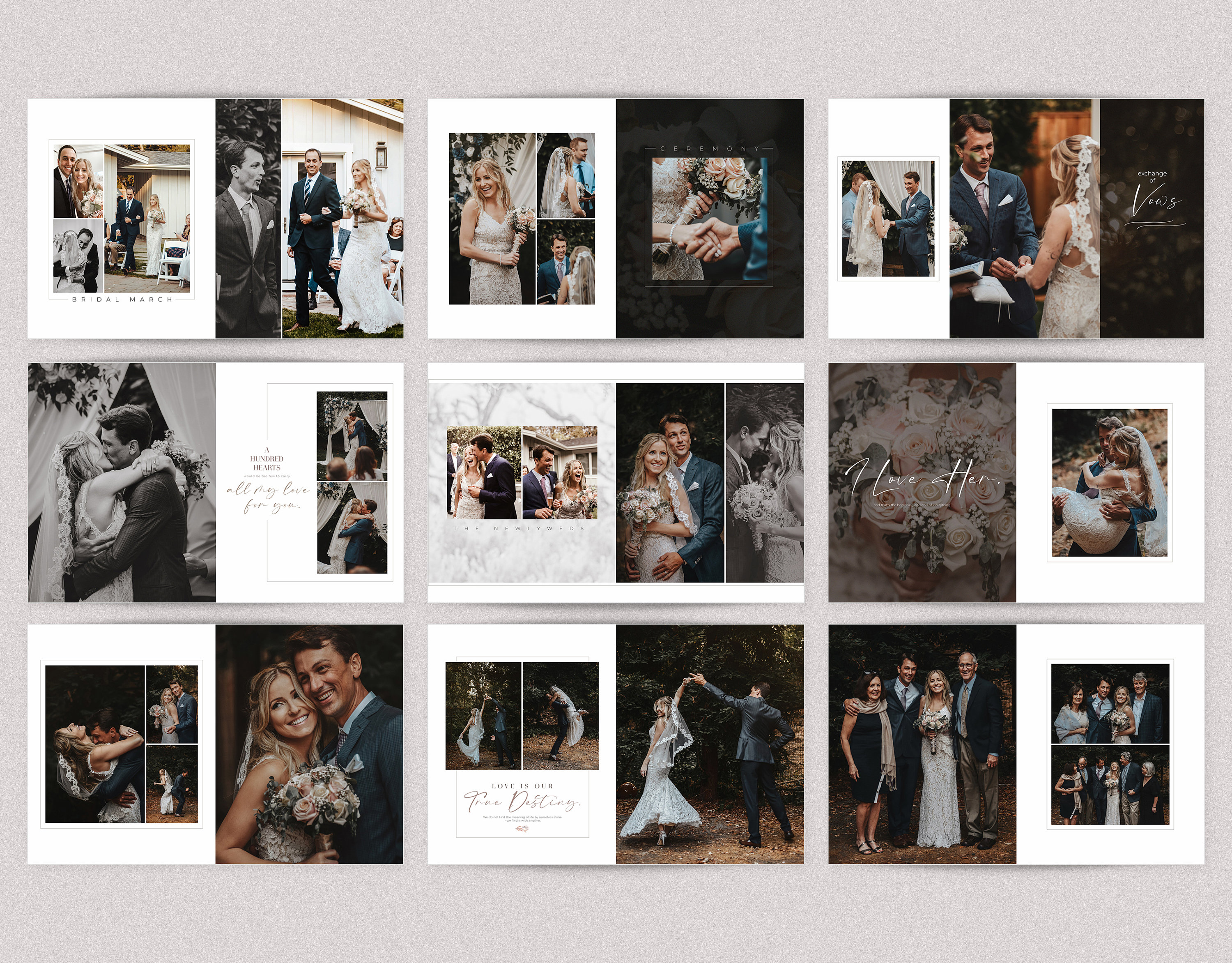 Minimalist 11x14 PORTRAIT Vertical Wedding Album Template, 30-page ...