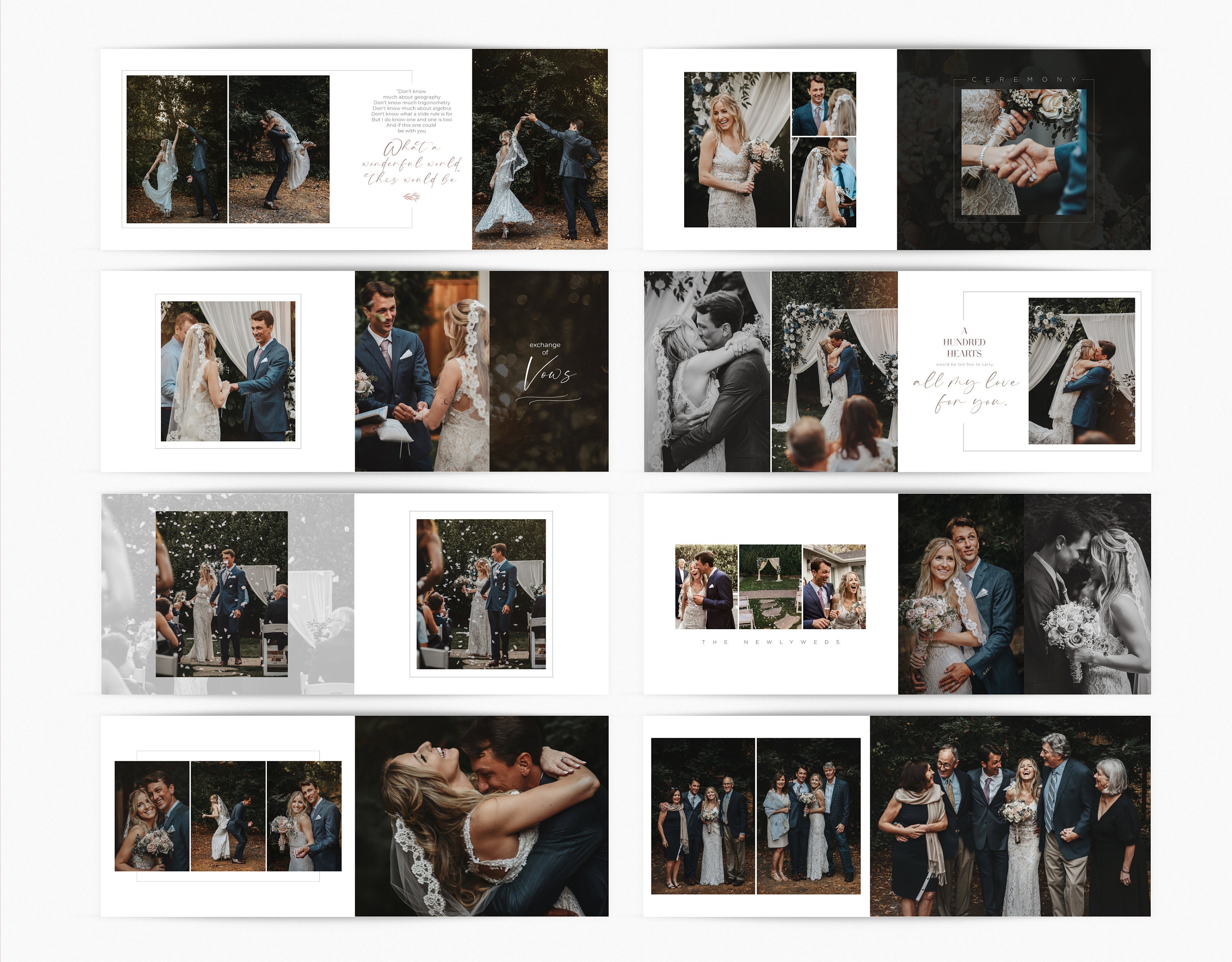 Minimalist 8x10 Landscape Wedding Album Template, 30-page Cover PSD ...