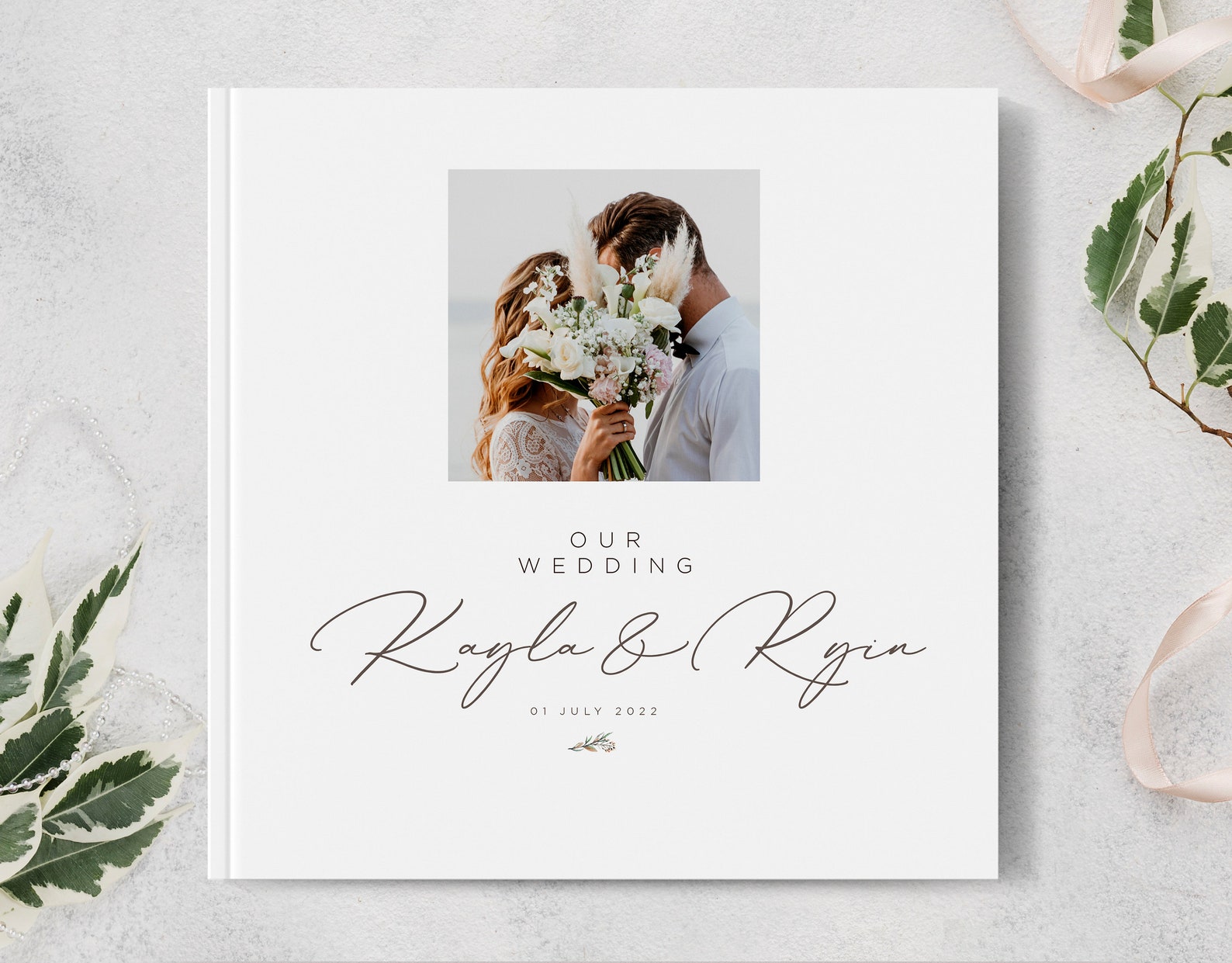 Photobook Cover Template for Square Wedding Album, Instant Download ...