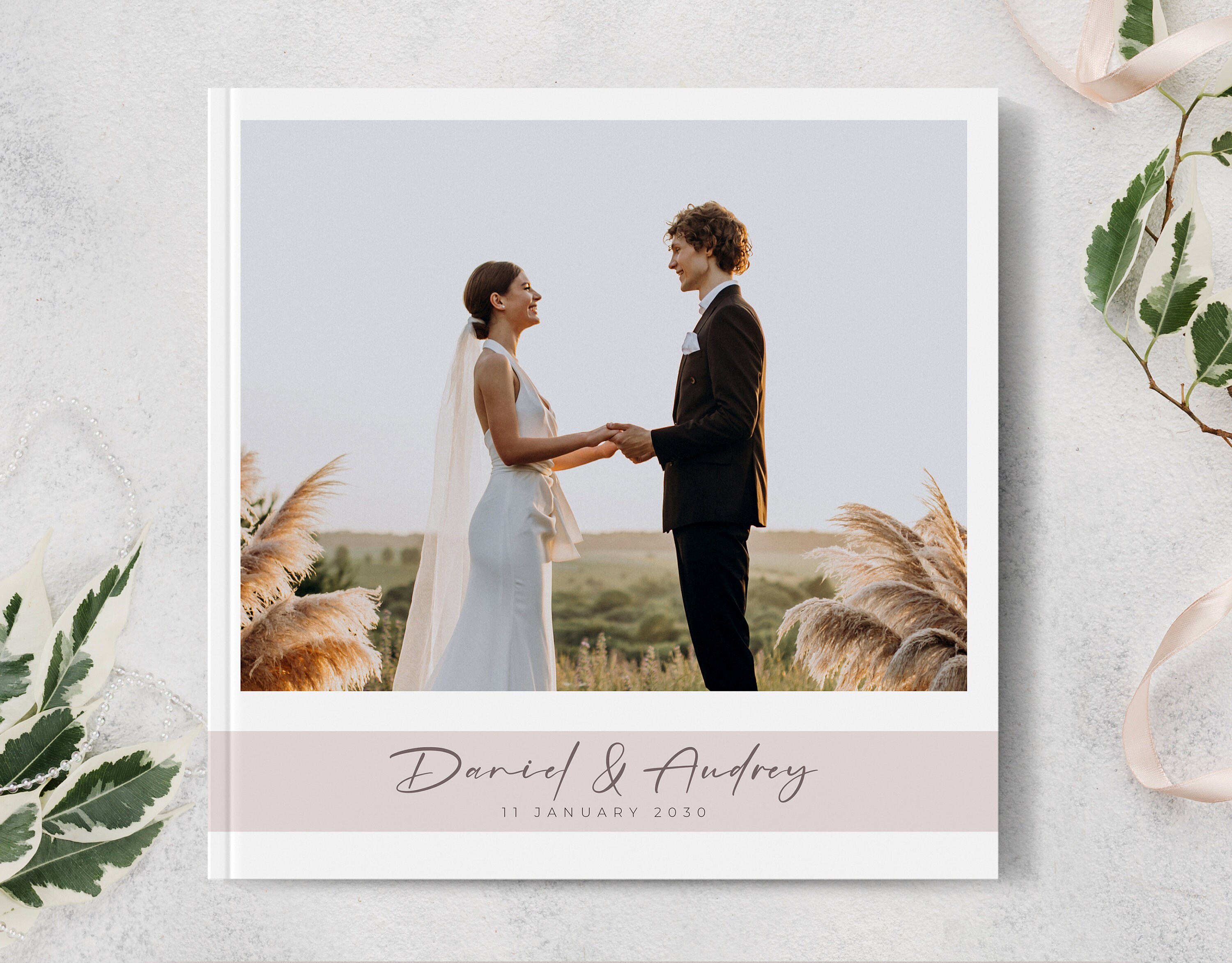 Photobook Cover Template for Square Wedding Album, Instant Download ...