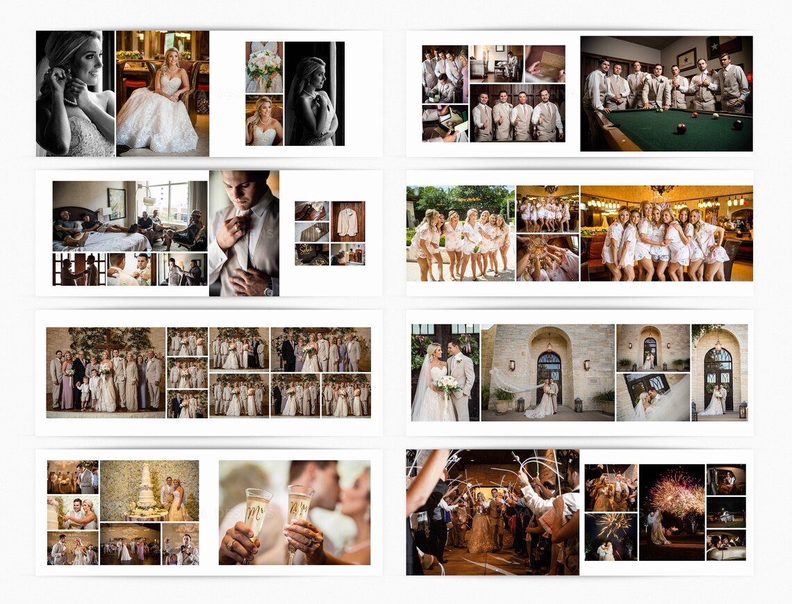 Minimalist 8x11 LANDSCAPE Wedding Album Template, 60-page + Cover PSD ...