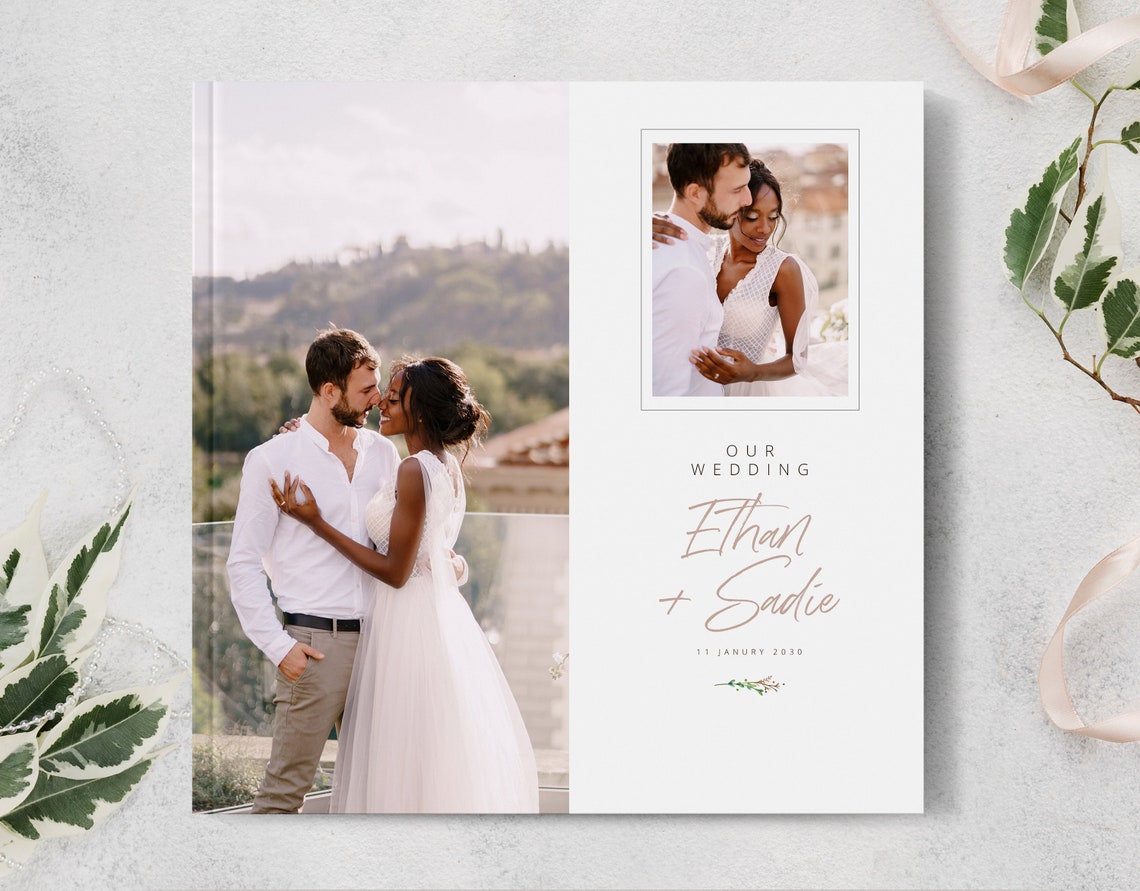 Photobook Cover Template for Square Wedding Album, Instant Download ...