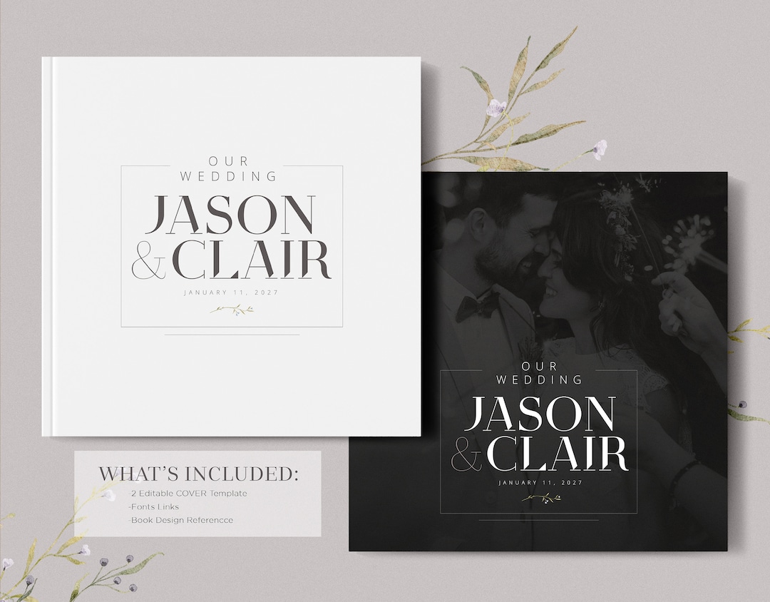 Photobook Cover Template for Square Wedding Album, Instant Download ...
