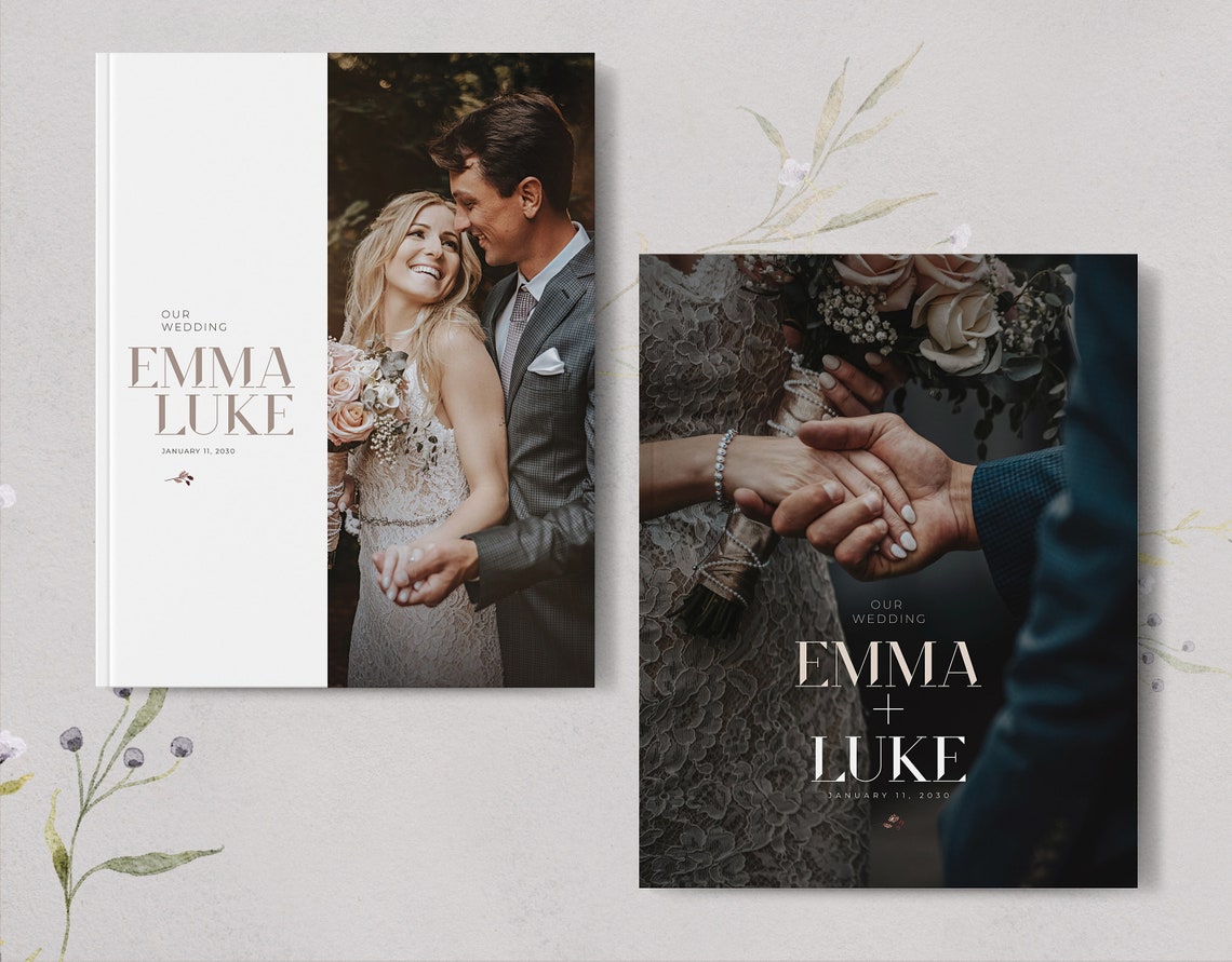 Minimalist 11x14 PORTRAIT Vertical Wedding Album Template, 30-page ...