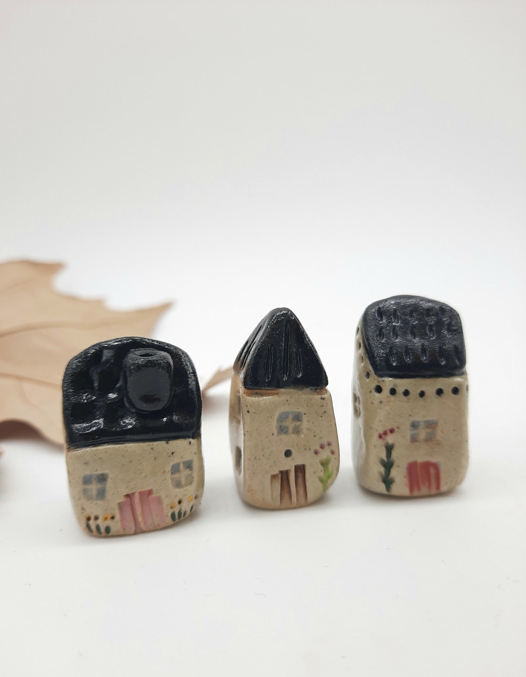 Tiny Hamlet - Set of 3 Large Tiny Ceramic Houses - Blackberry Cottages ...