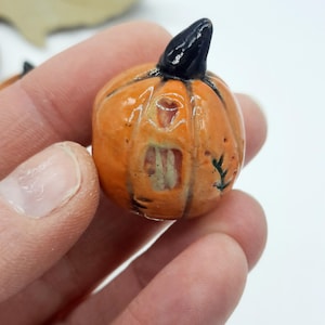 Set of 3 Tiny Ceramic Tiny Pumpkin Houses - Etsy