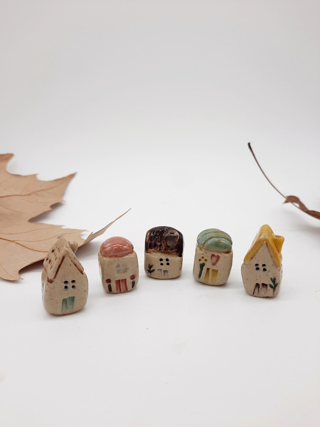 Tiny Village Set of 5 Tiny Ceramic Houses Briar Cottages - Etsy