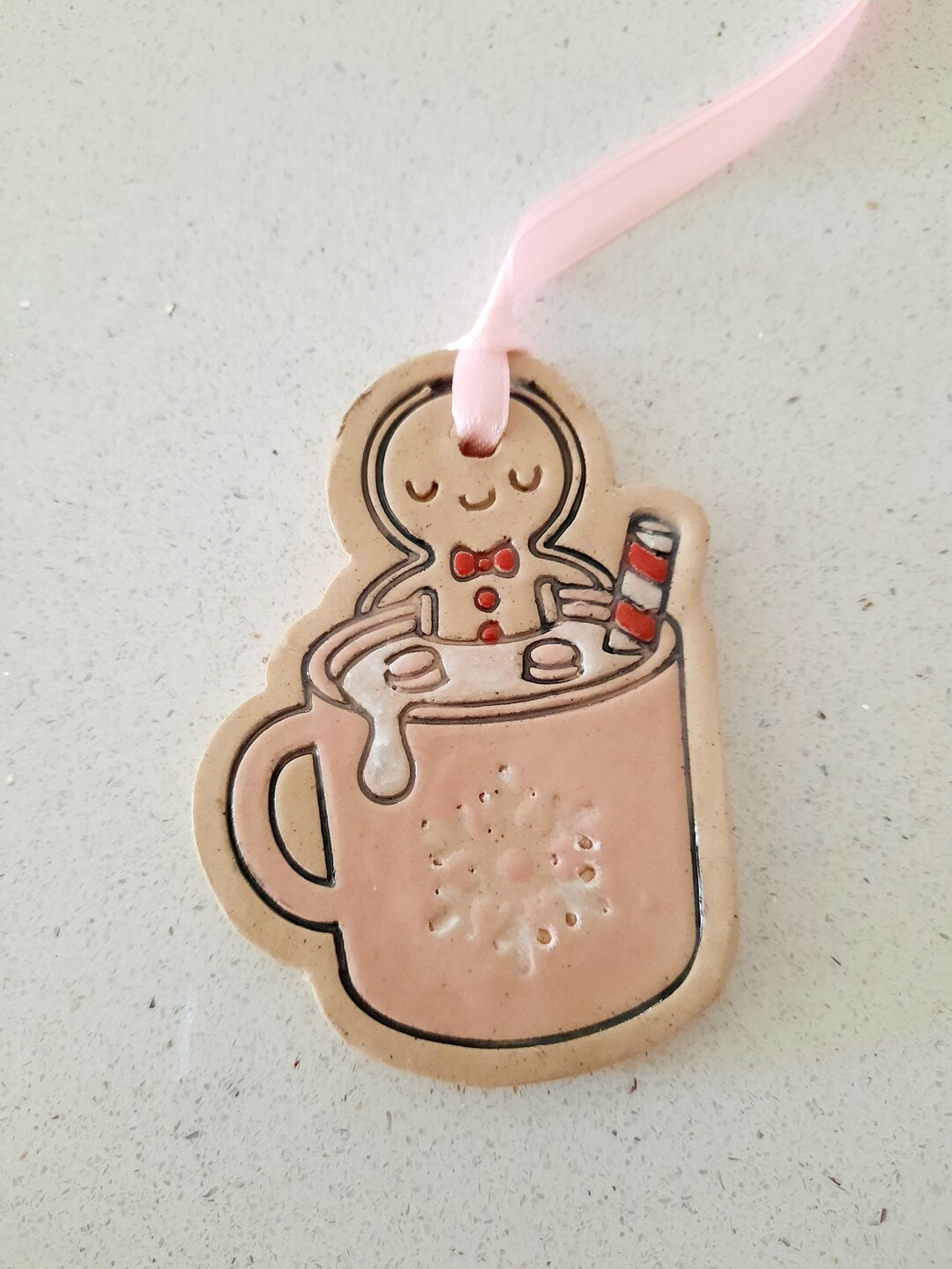 Hot Cocoa Gingerbread Man Pottery Christmas Decoration Pink - Etsy