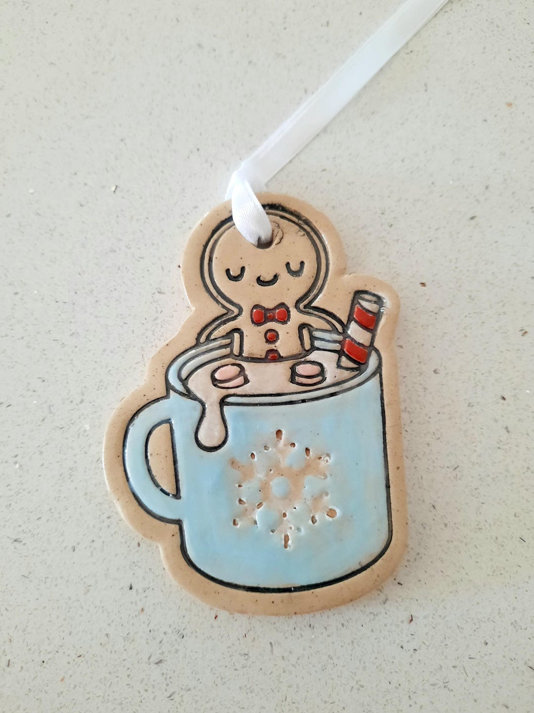 Hot Cocoa Gingerbread Man Pottery Christmas Decoration Blue - Etsy