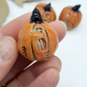 Set of 3 Tiny Ceramic Tiny Pumpkin Houses - Etsy