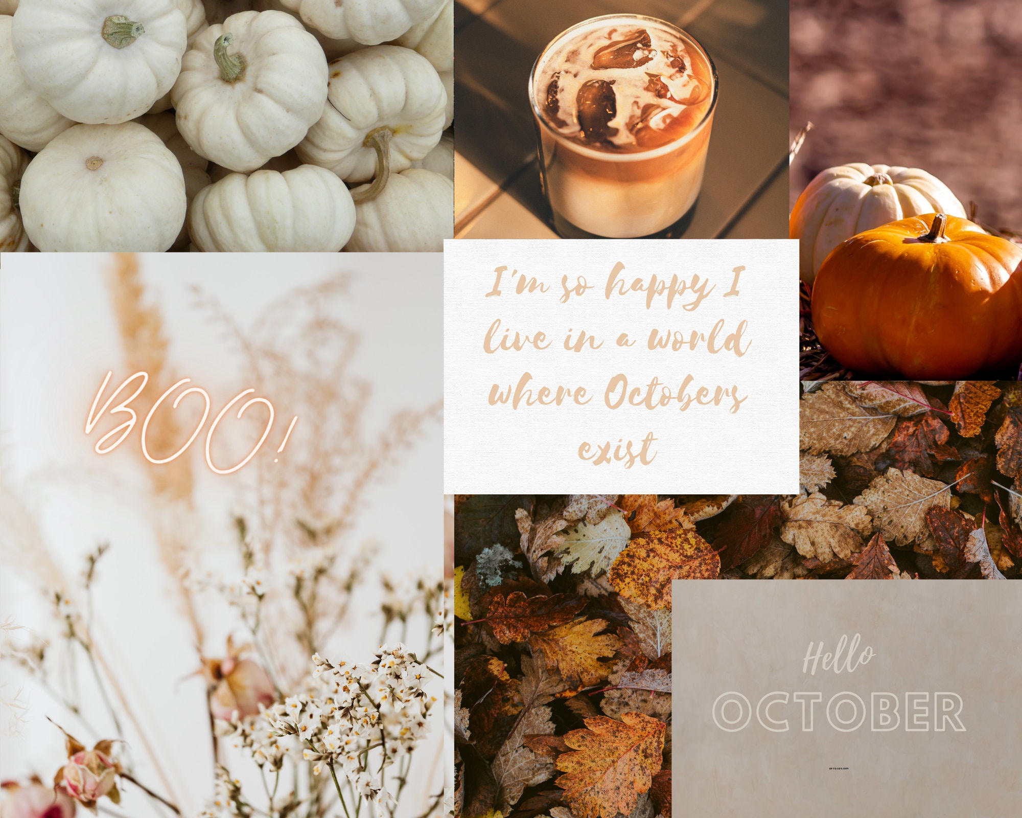 October Wallpaper, Fall, Cute, Collage, Macbook. - Etsy