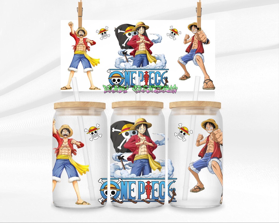 One Piece 16oz Glass Can Design, Cartoon Libbey PNG (digital Download ...