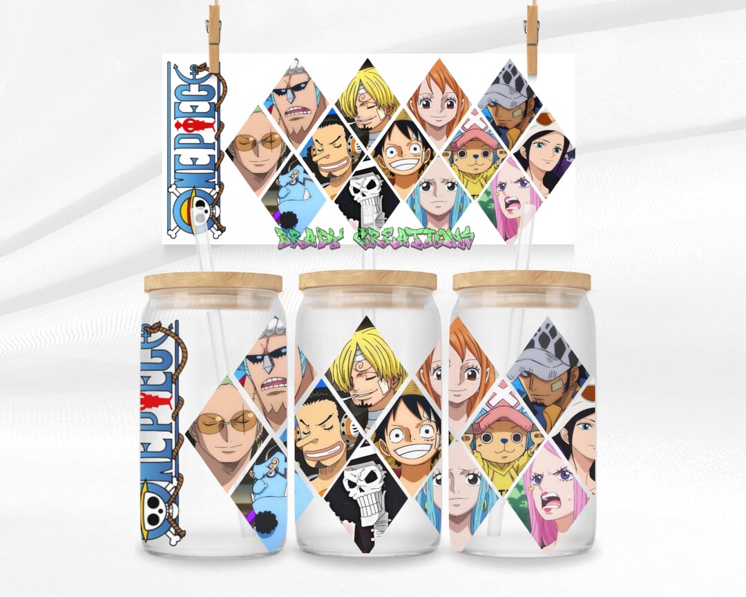 One Piece, 16oz Glass Can PNG, Glass Can Design, Sublimation Designs ...