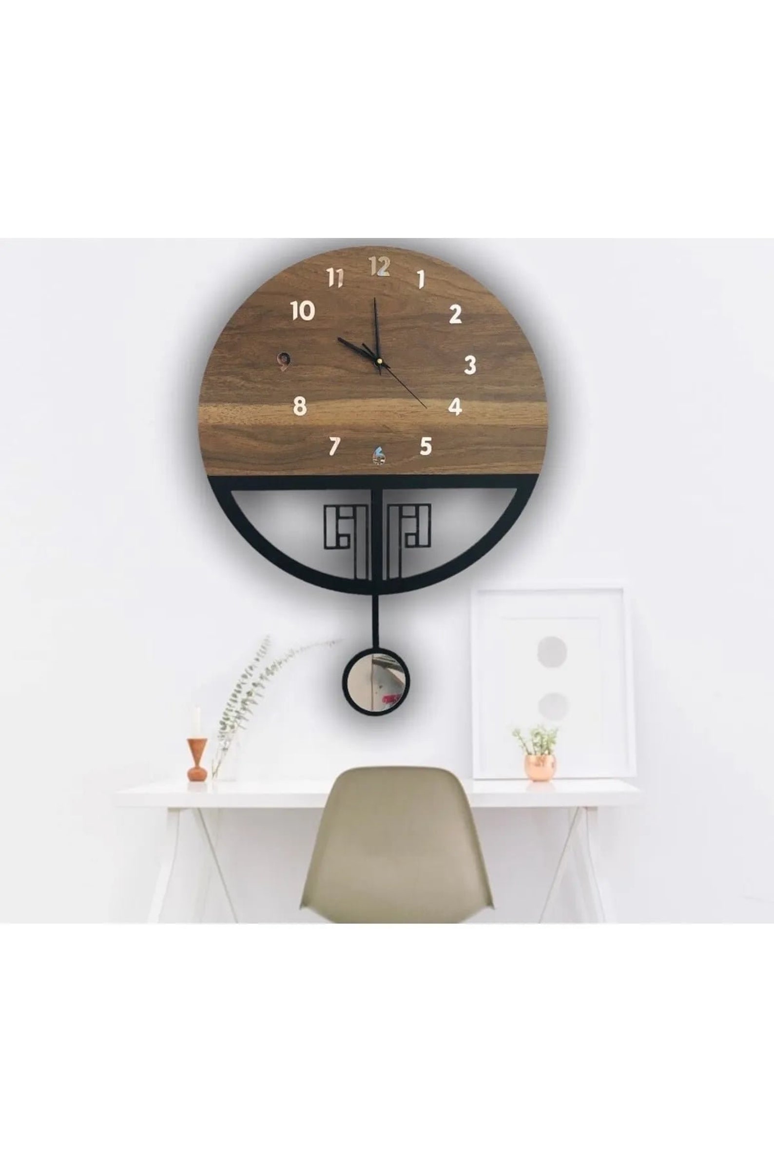 Modern Wall Clock With Roman Numbers Silent Unique Wood Minimalist Wall ...