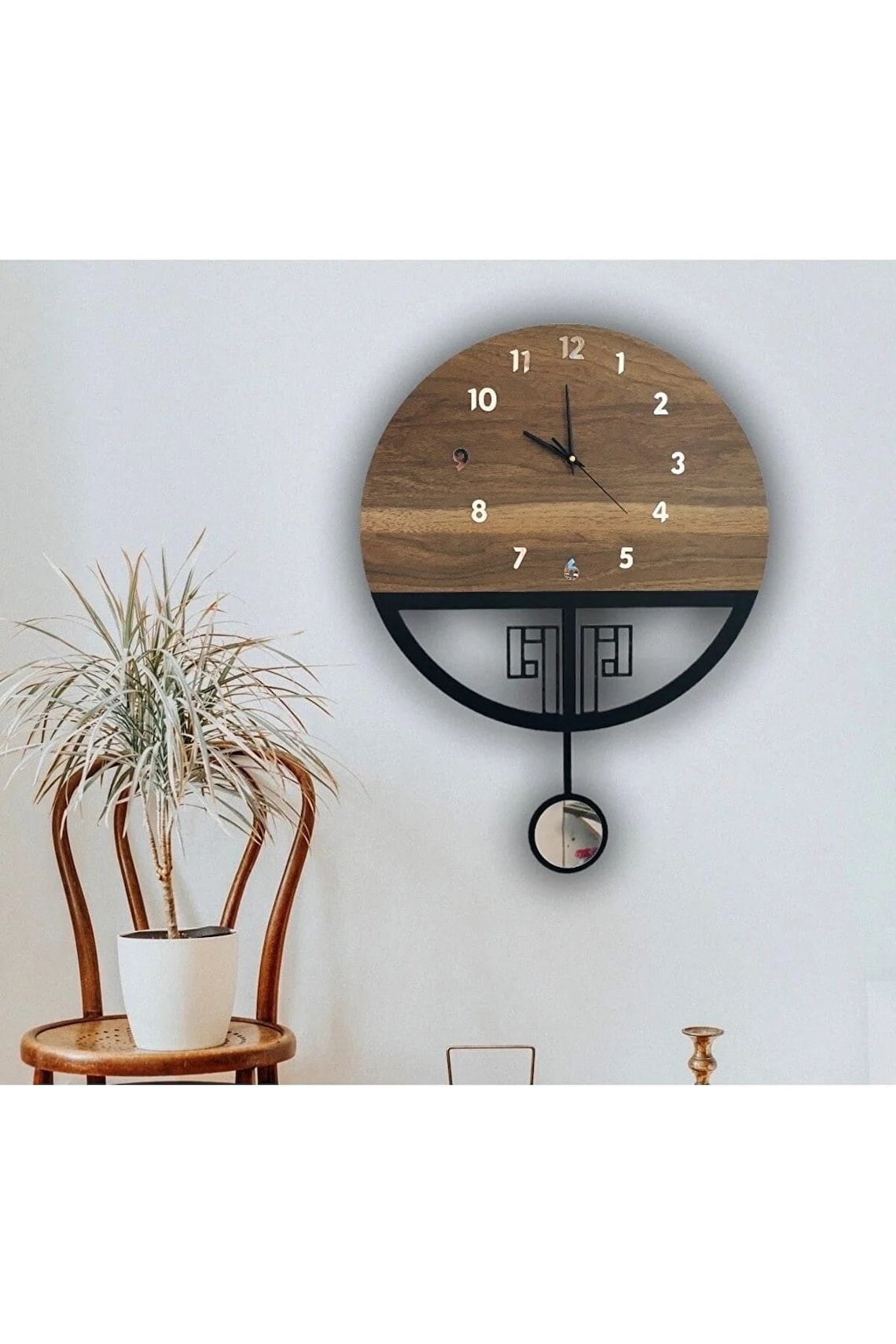 Modern Wall Clock With Roman Numbers Silent Unique Wood Minimalist Wall ...
