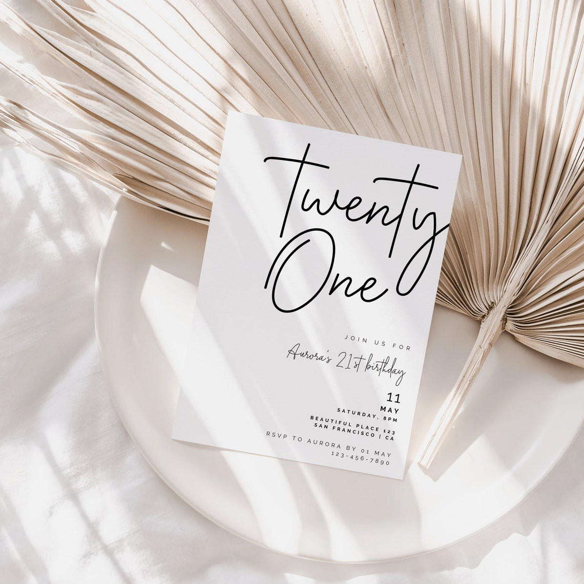 21st Birthday Invitation Card Template Editable Printable - Etsy