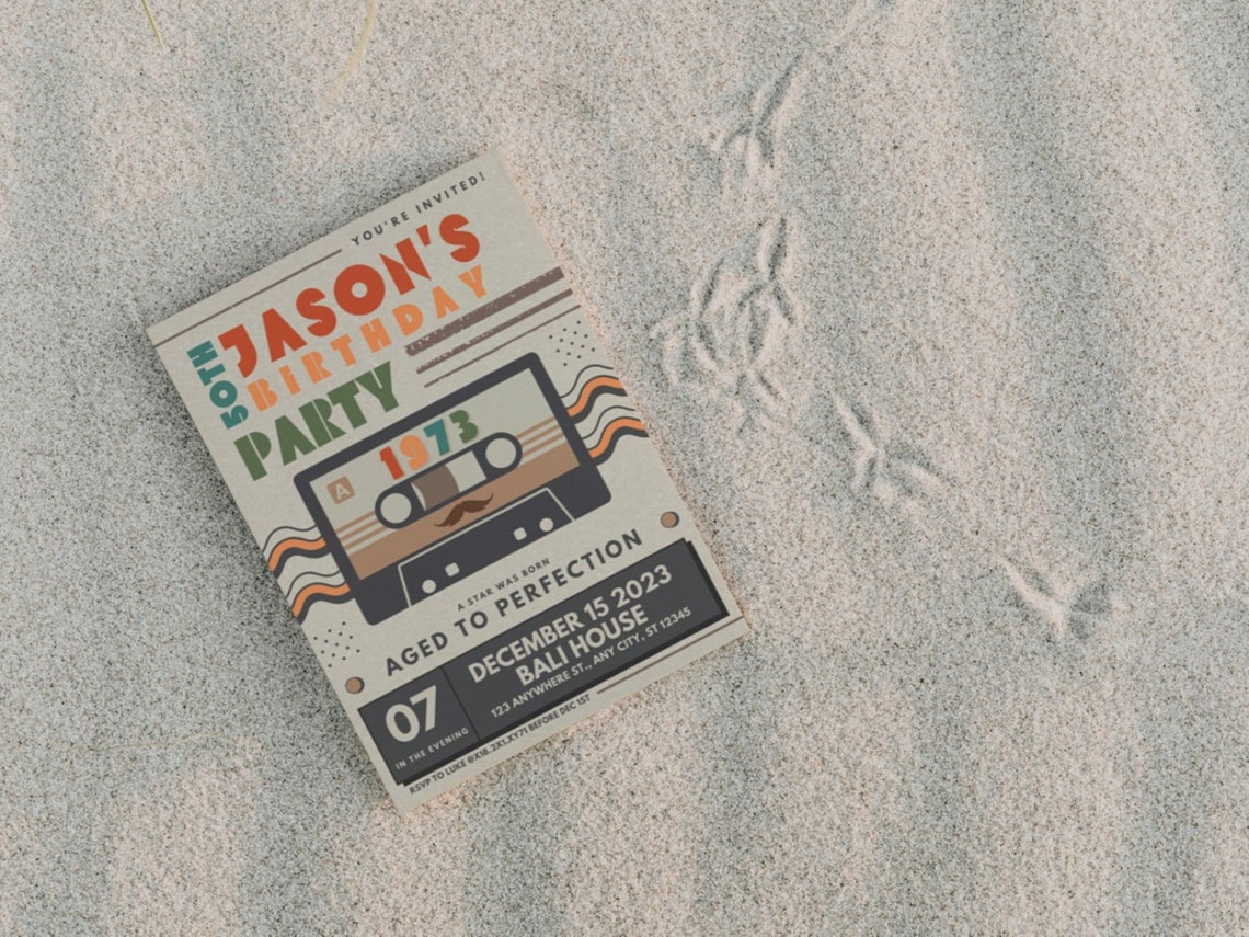 Retro Birthday Invitation Vintage Party Invitation 70s Style Birthday ...