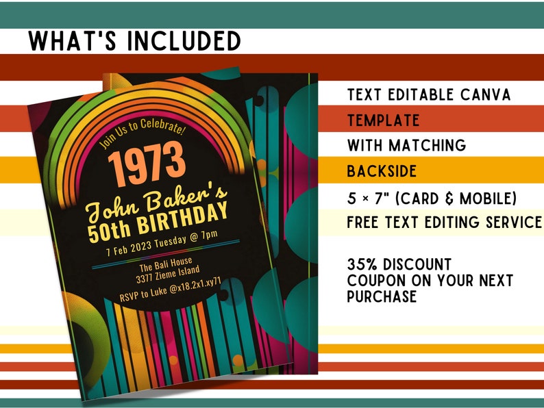 Retro 70s Invitation for 70s Theme Party Invitation for Retro Birthday ...